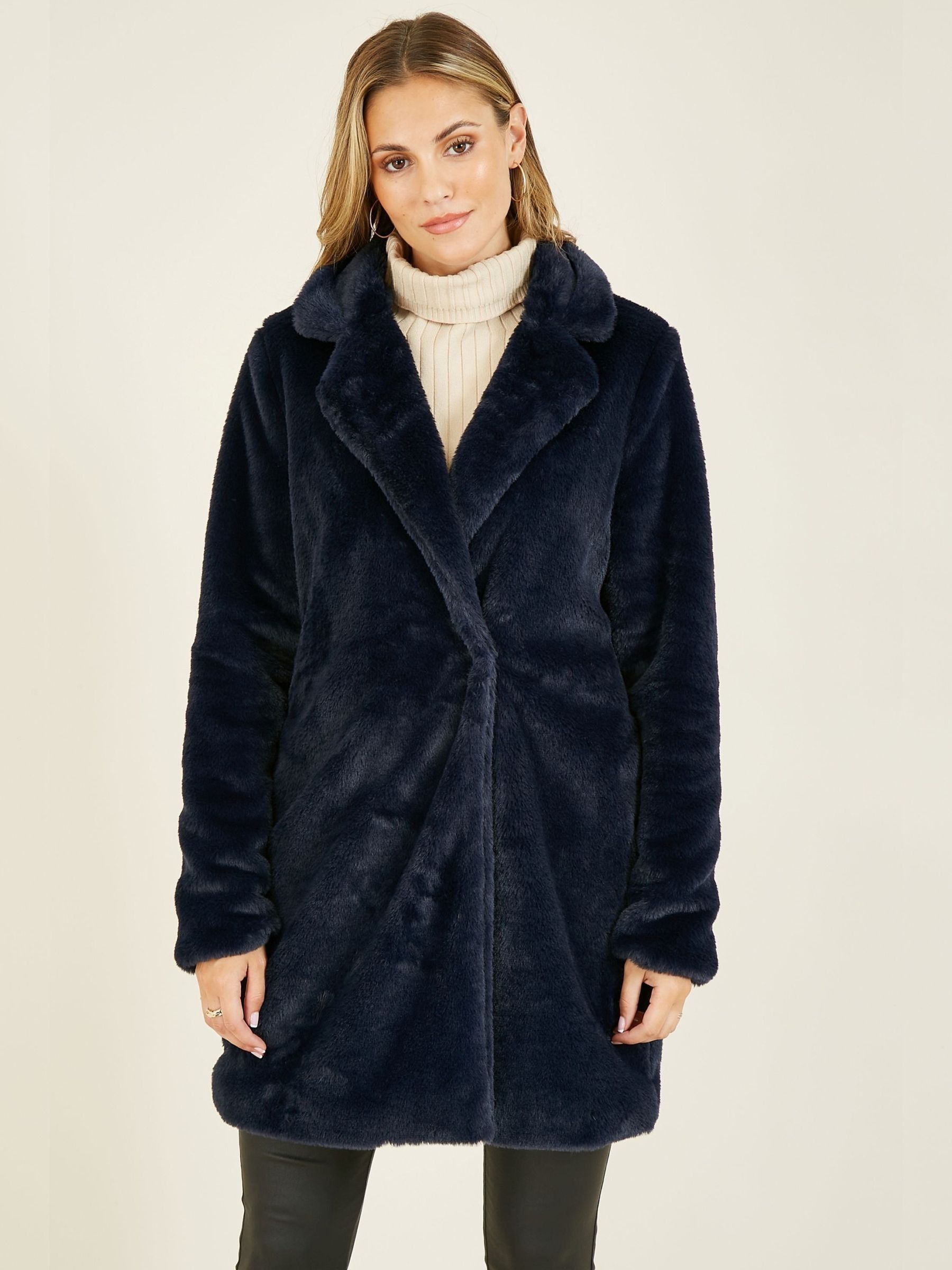Buy Yumi Blue Faux Fur Coat from Next Czech Republic