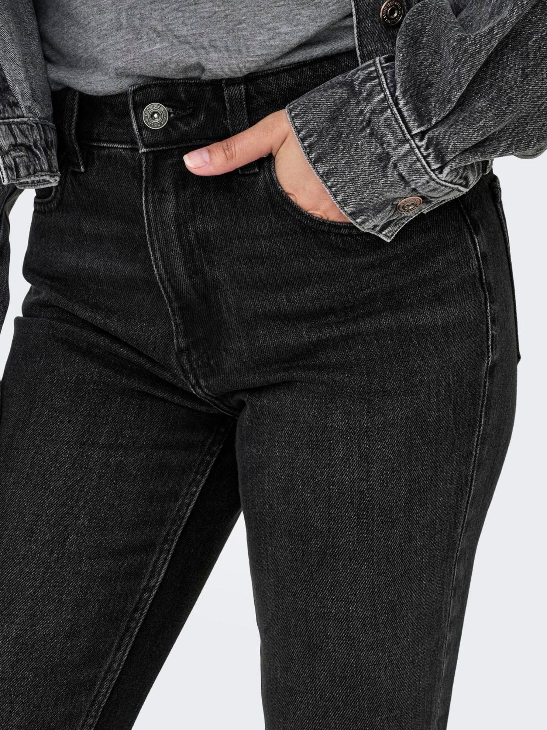 Buy ONLY Black Emily High Waist Straight Leg Jeans from Next Israel