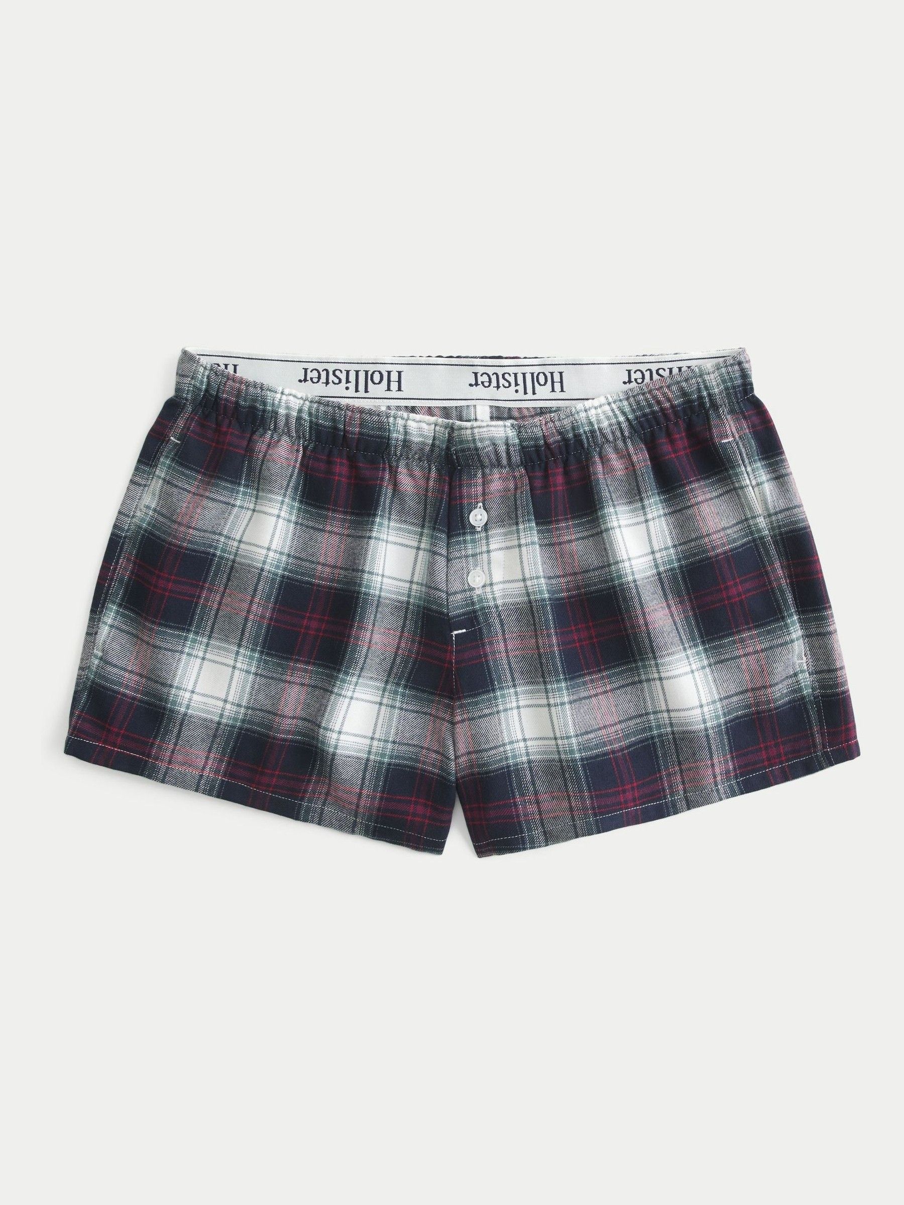 Buy Hollister Christmas Flannel Check Pyjama Shorts With Logo Waistband ...