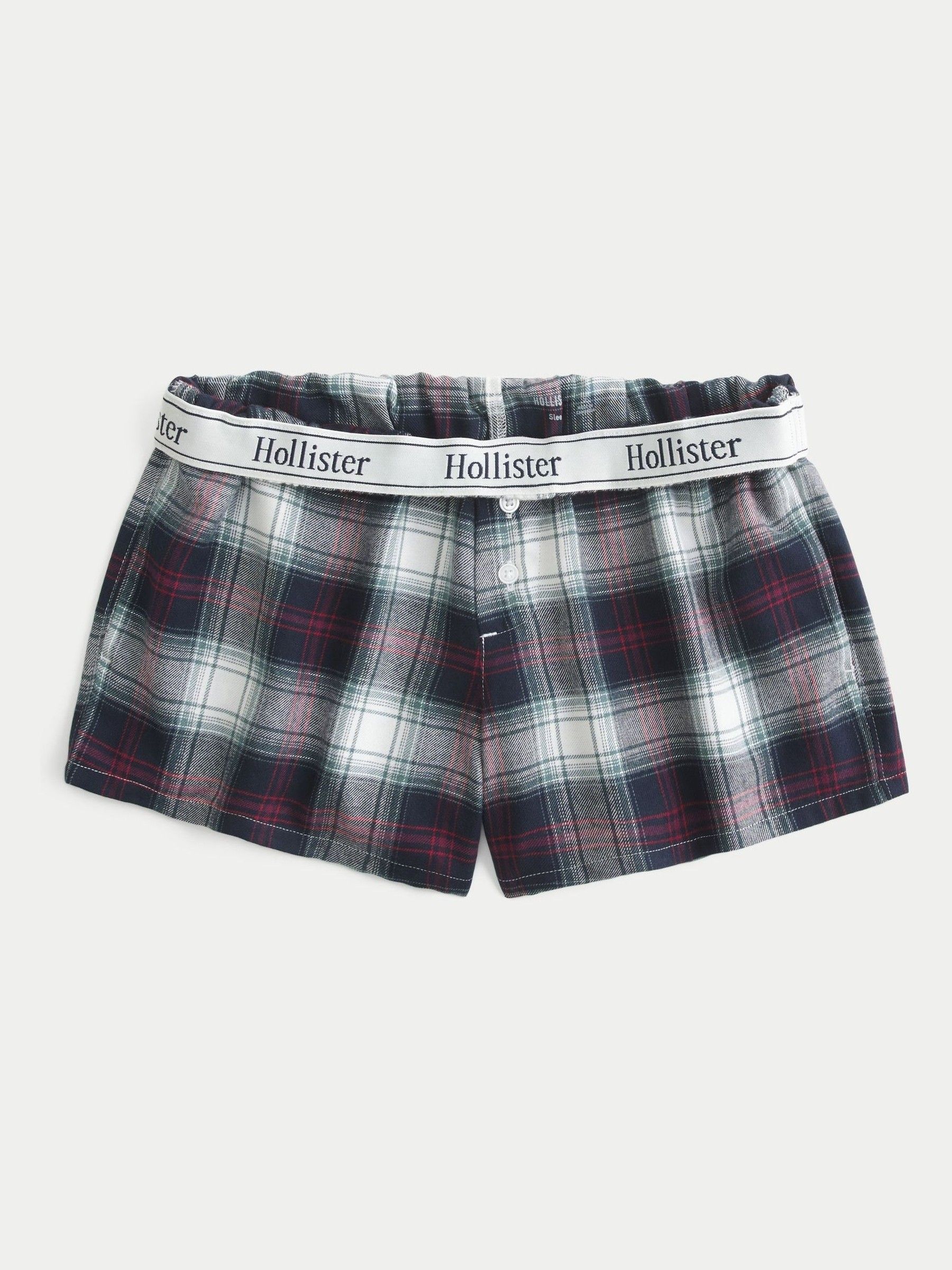 Buy Hollister Christmas Flannel Check Pyjama Shorts With Logo Waistband ...