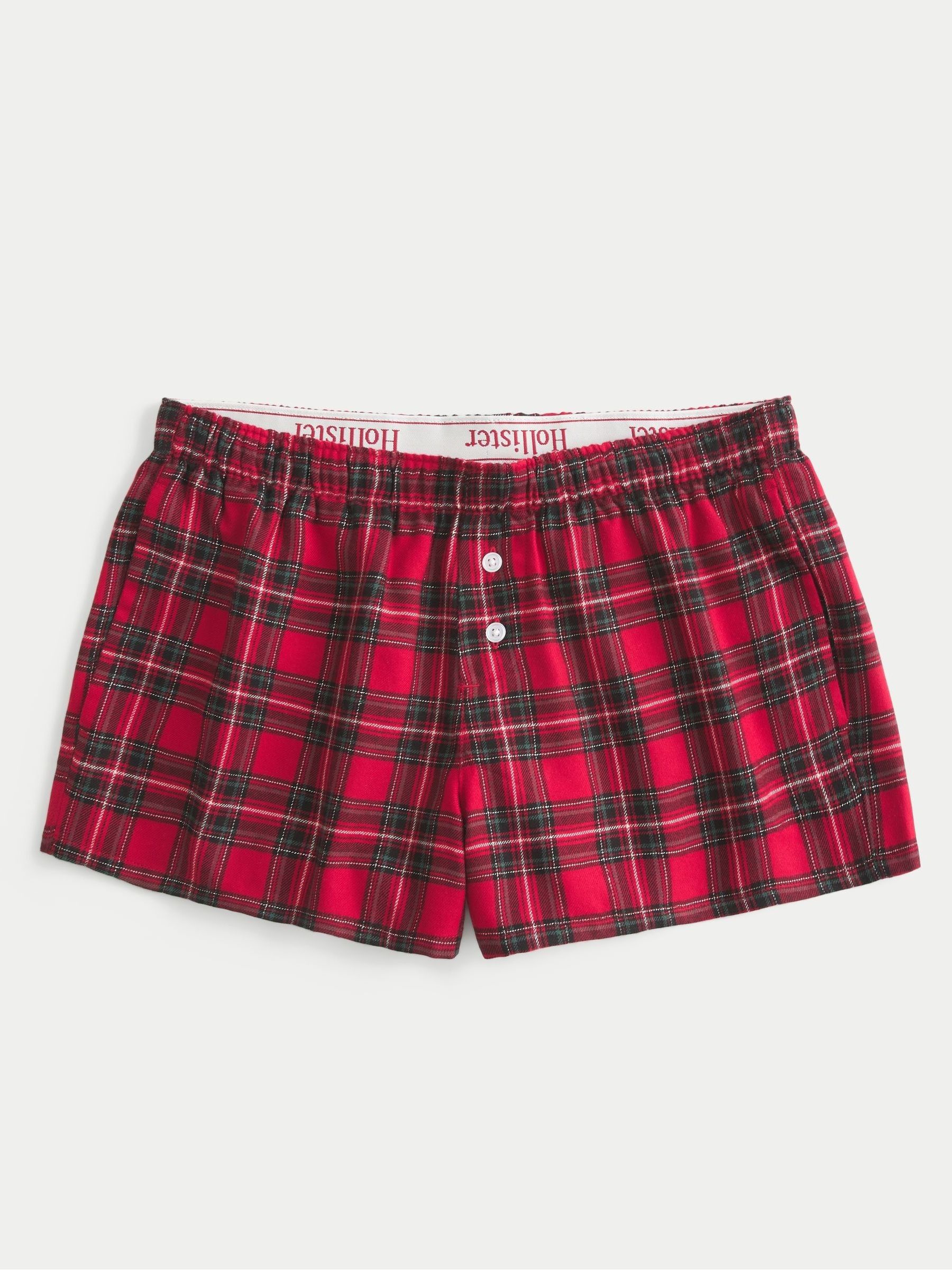 Buy Hollister Christmas Flannel Check Pyjama Shorts With Logo Waistband ...