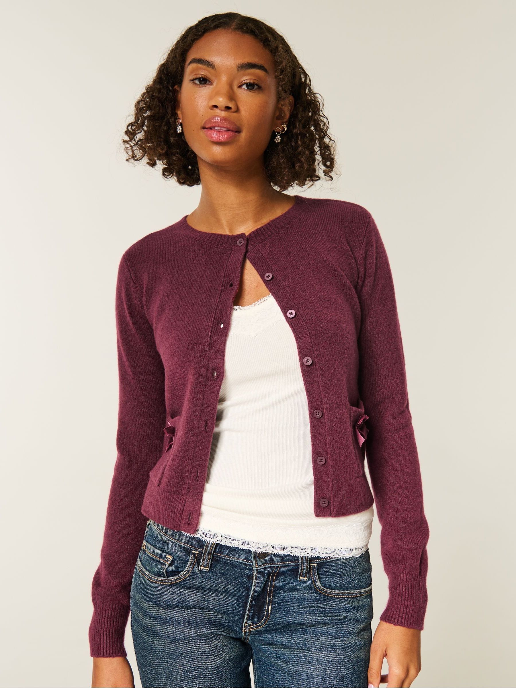 Buy Hollister Berry Red Cosy Crewneck Cardigan from the Next UK online shop