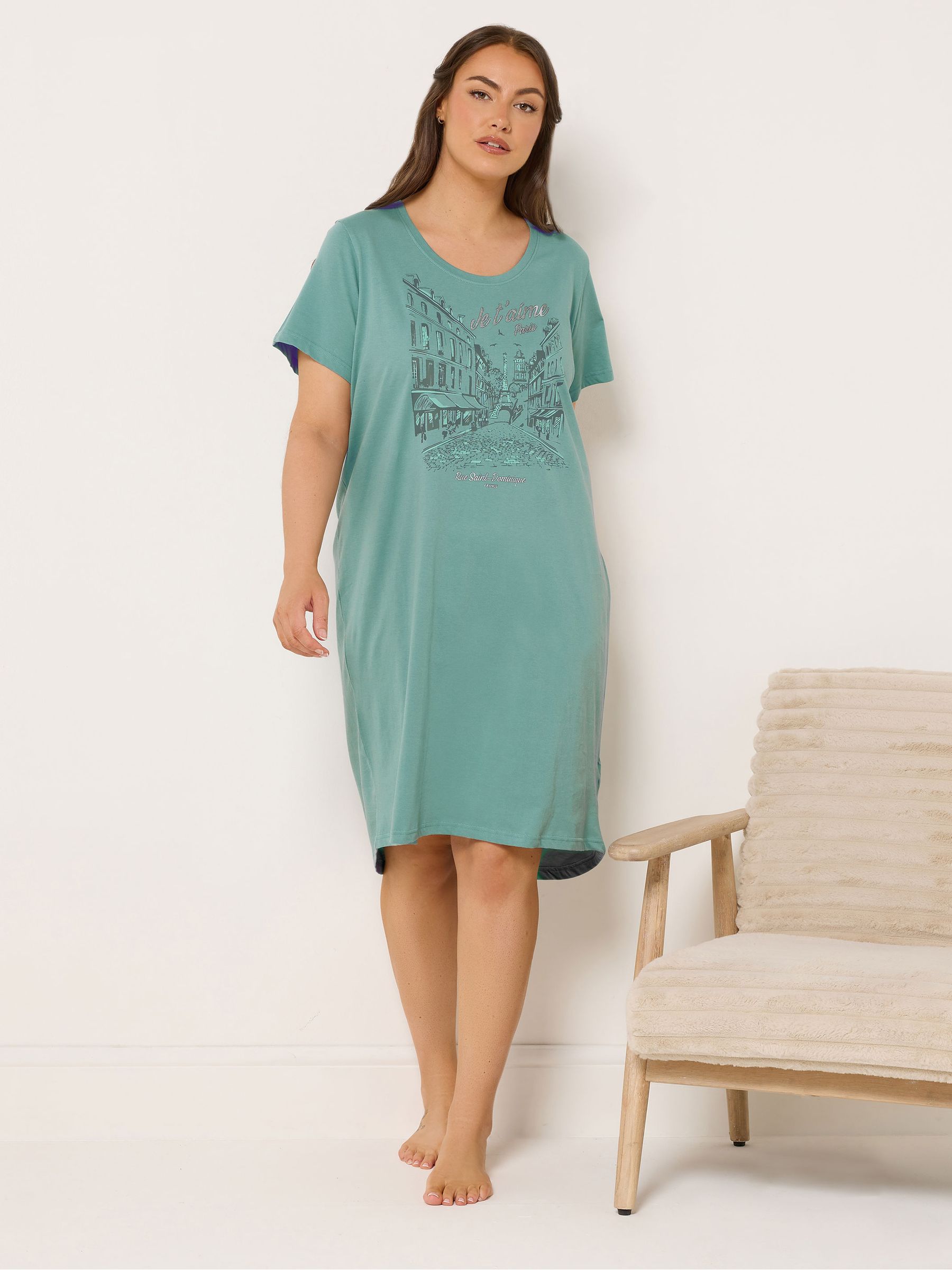 Buy Yours Curve Green Dipped Back Nightdresses 2 Pack from Next Kuwait