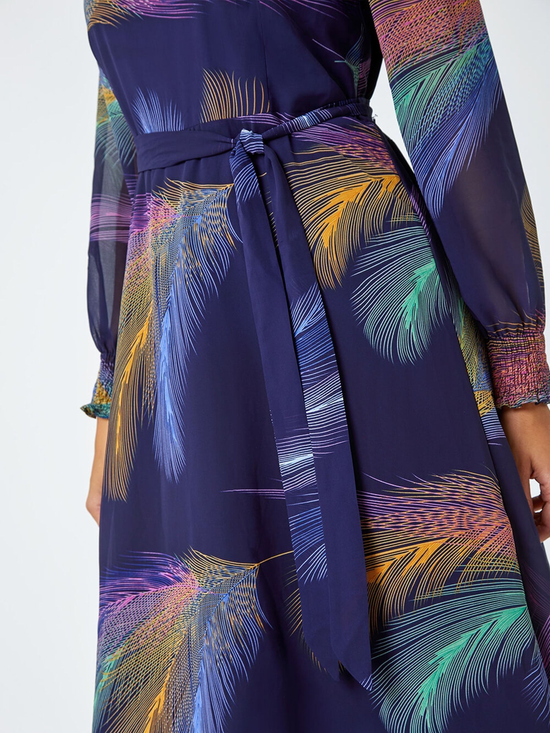 Buy Roman Feather Print Belted Midi Dress from Next Netherlands