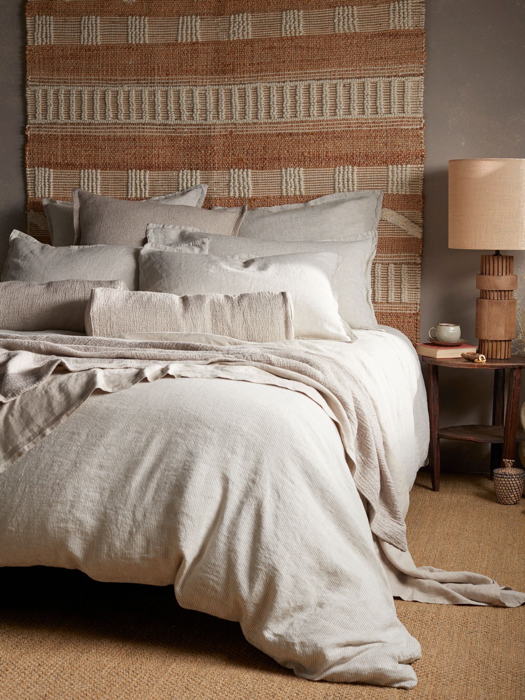 Buy Secret Linen Store Natural Sid Stripe Linen Duvet Cover from the ...