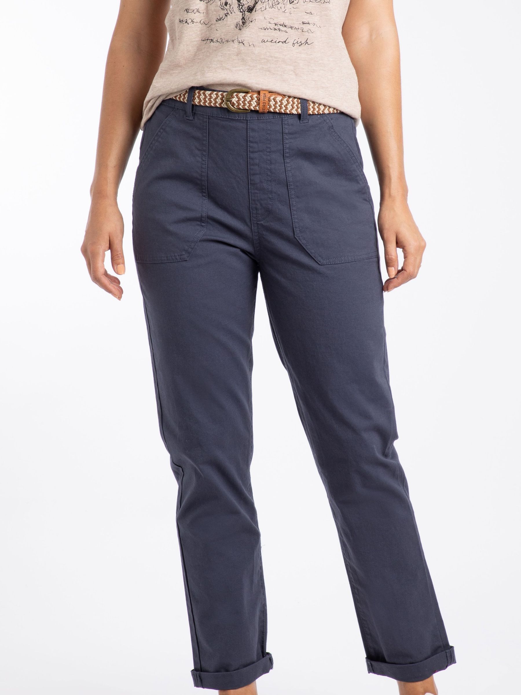 Buy Weird Fish Dark Blue Malorri Chino Trousers from the Next UK online ...