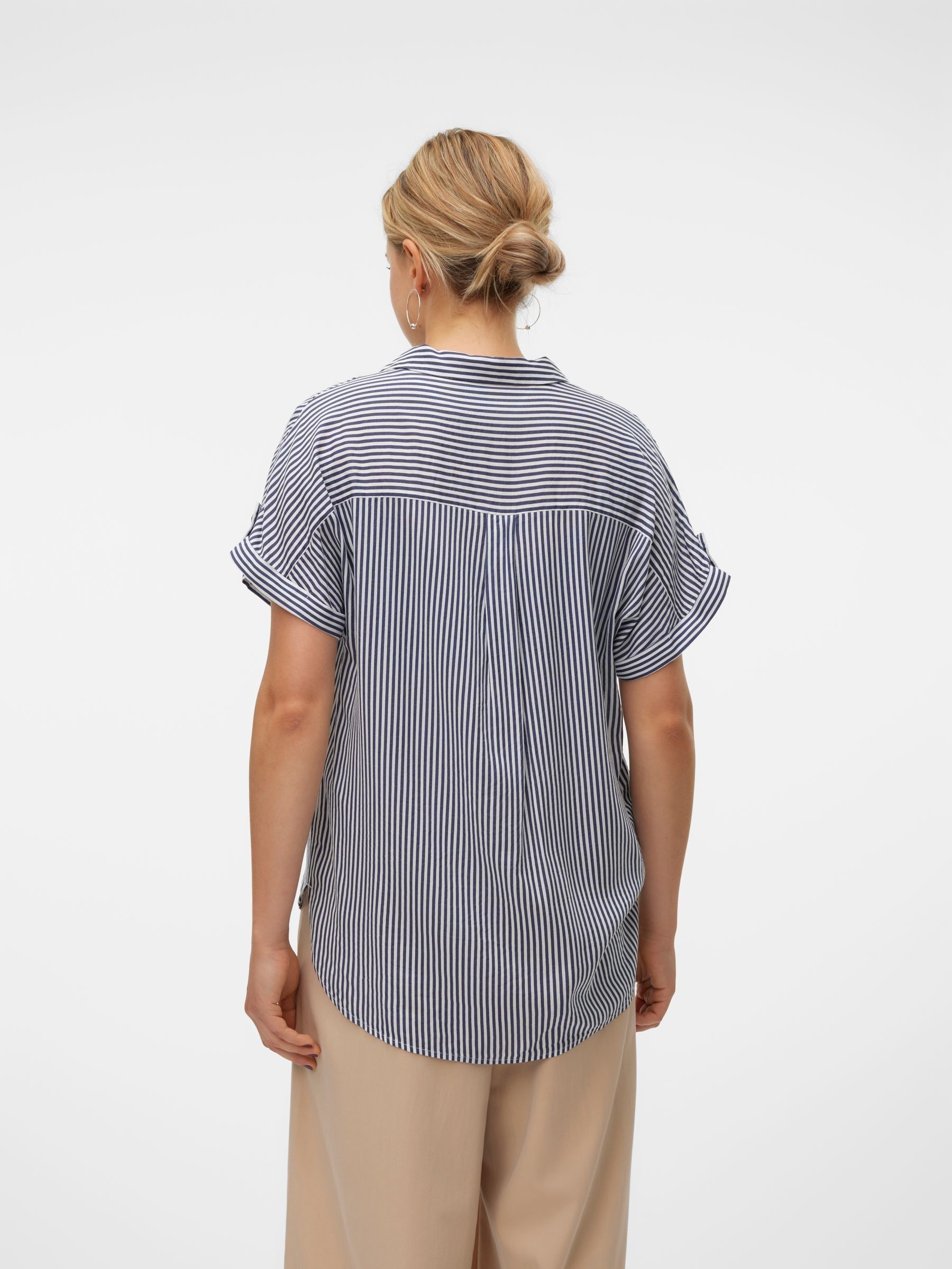 Buy VERO MODA Black & White Short Sleeve Button Through Open Neck Shirt ...