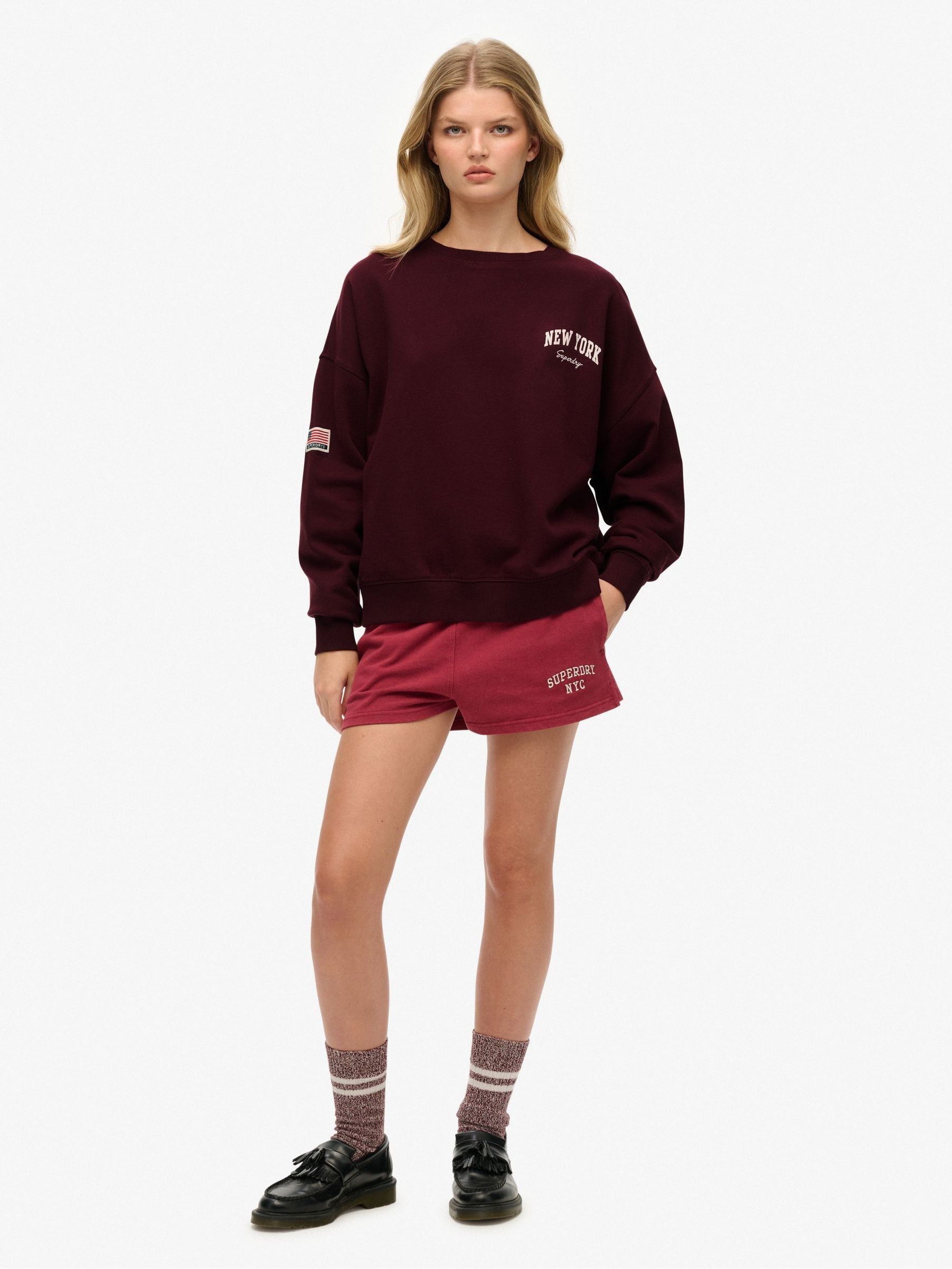 Buy Superdry Red Athletic Essentials Relaxed Crew Sweat Top from Next ...