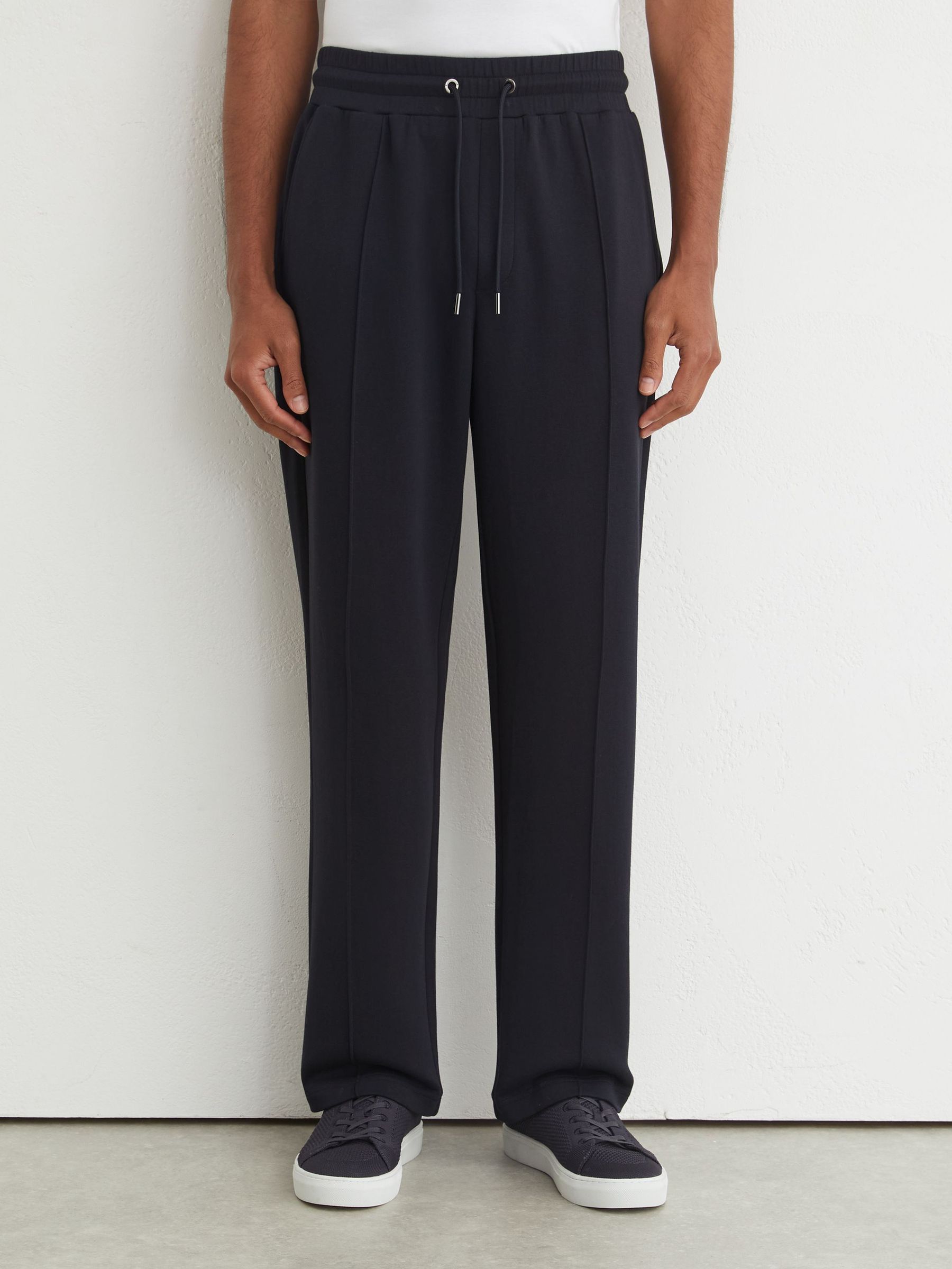 Buy Reiss Navy Form Sueded Interlock Jersey Straight-Leg Joggers from ...