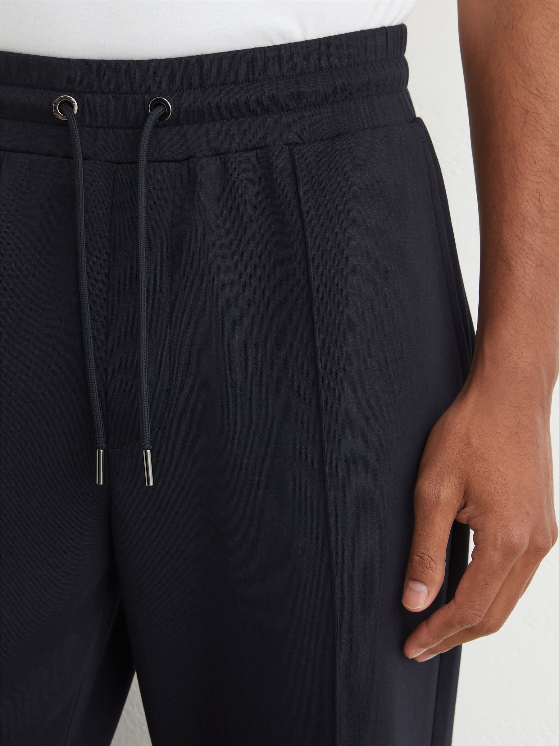 Buy Reiss Navy Form Sueded Interlock Jersey Straight-Leg Joggers from ...