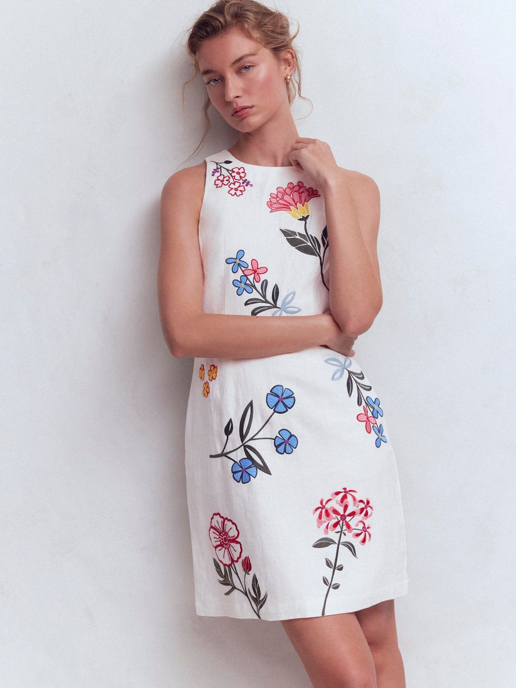 Buy Boden White Occasion Short Linen Dress from the Next UK online shop