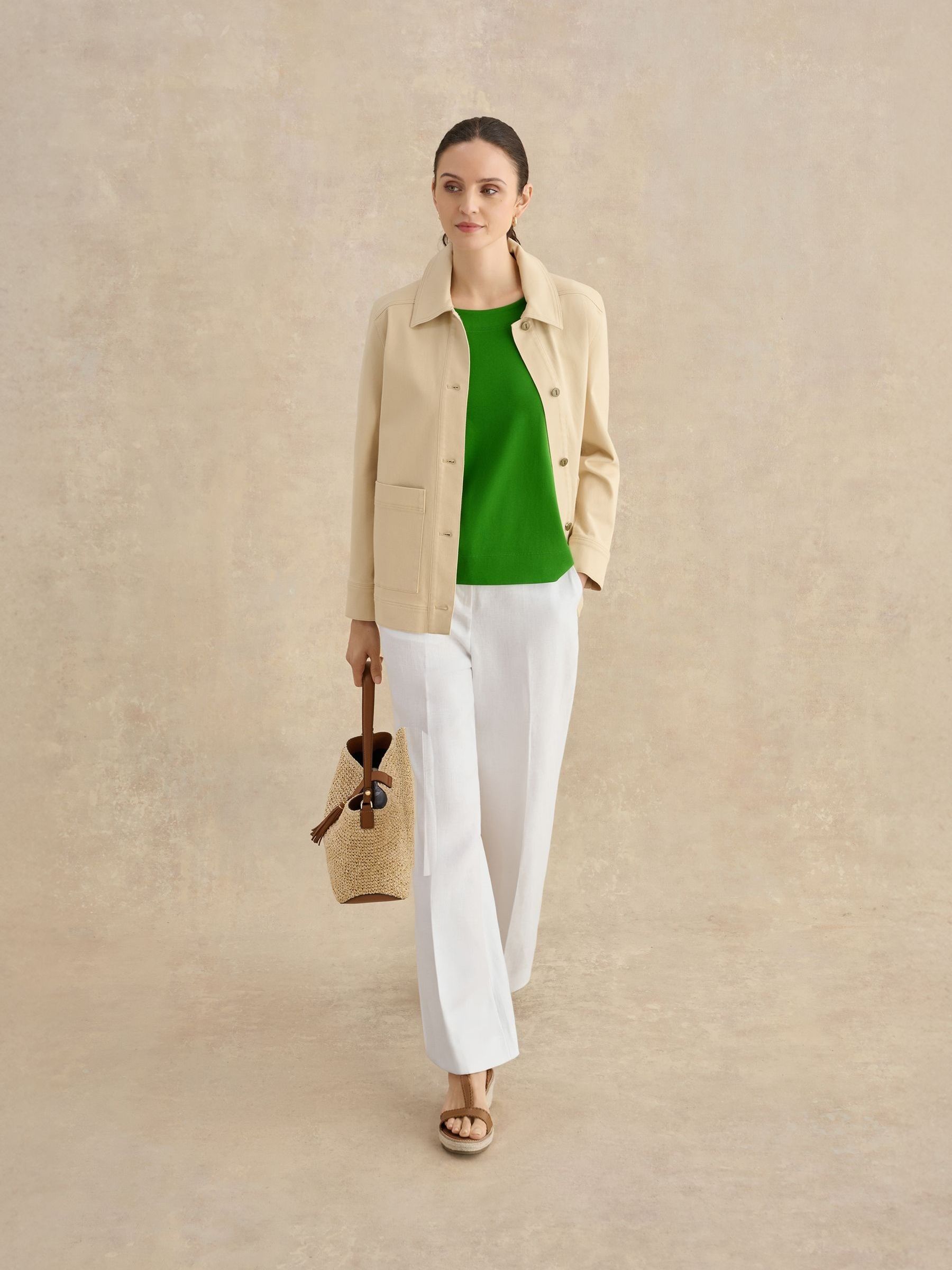 Buy Hobbs Emerald Green Fern Cotton Button Back Top from the Next UK ...
