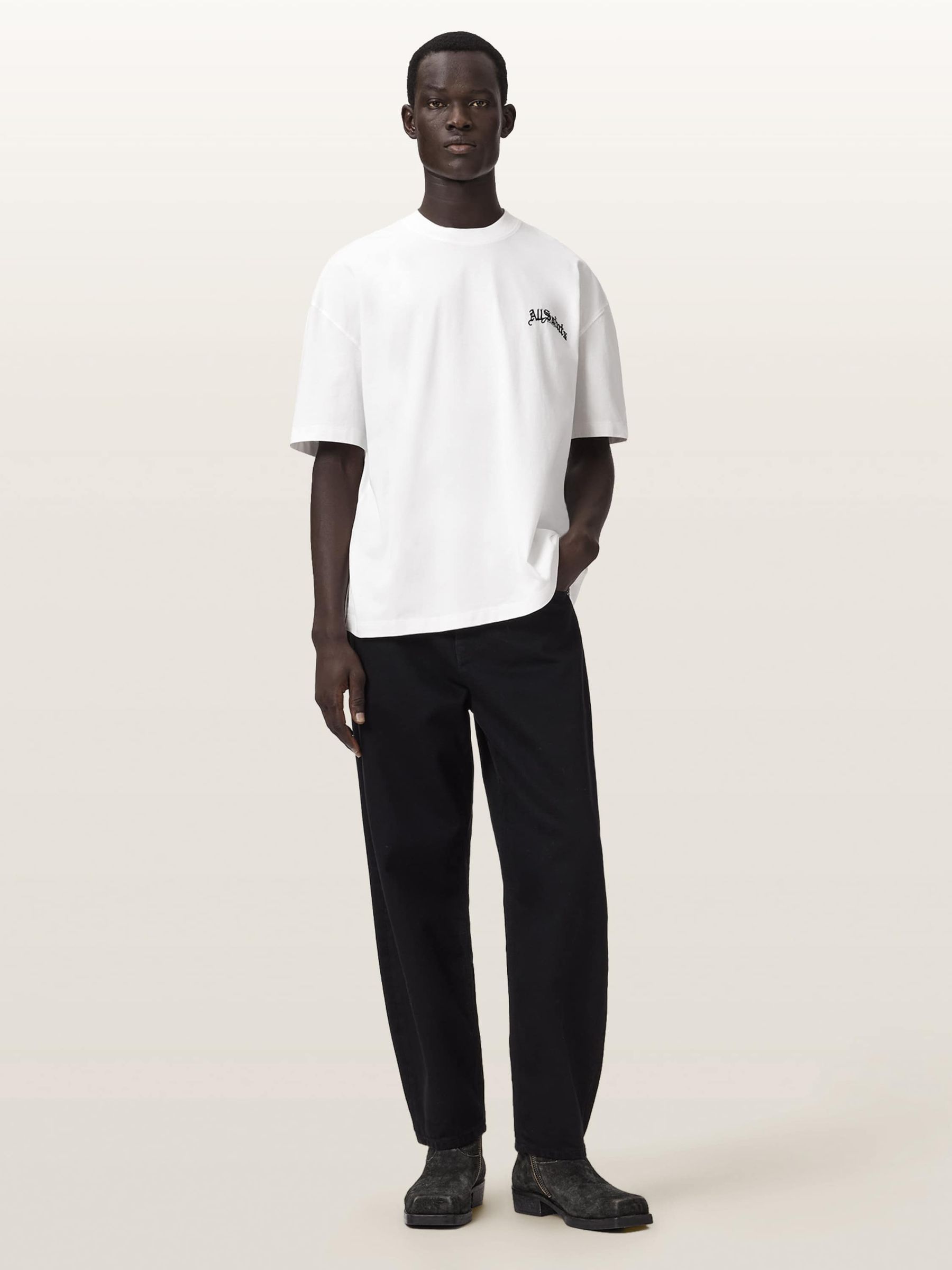 Buy AllSaints White Descent Short Sleeve Crew Neck T-Shirt from Next ...