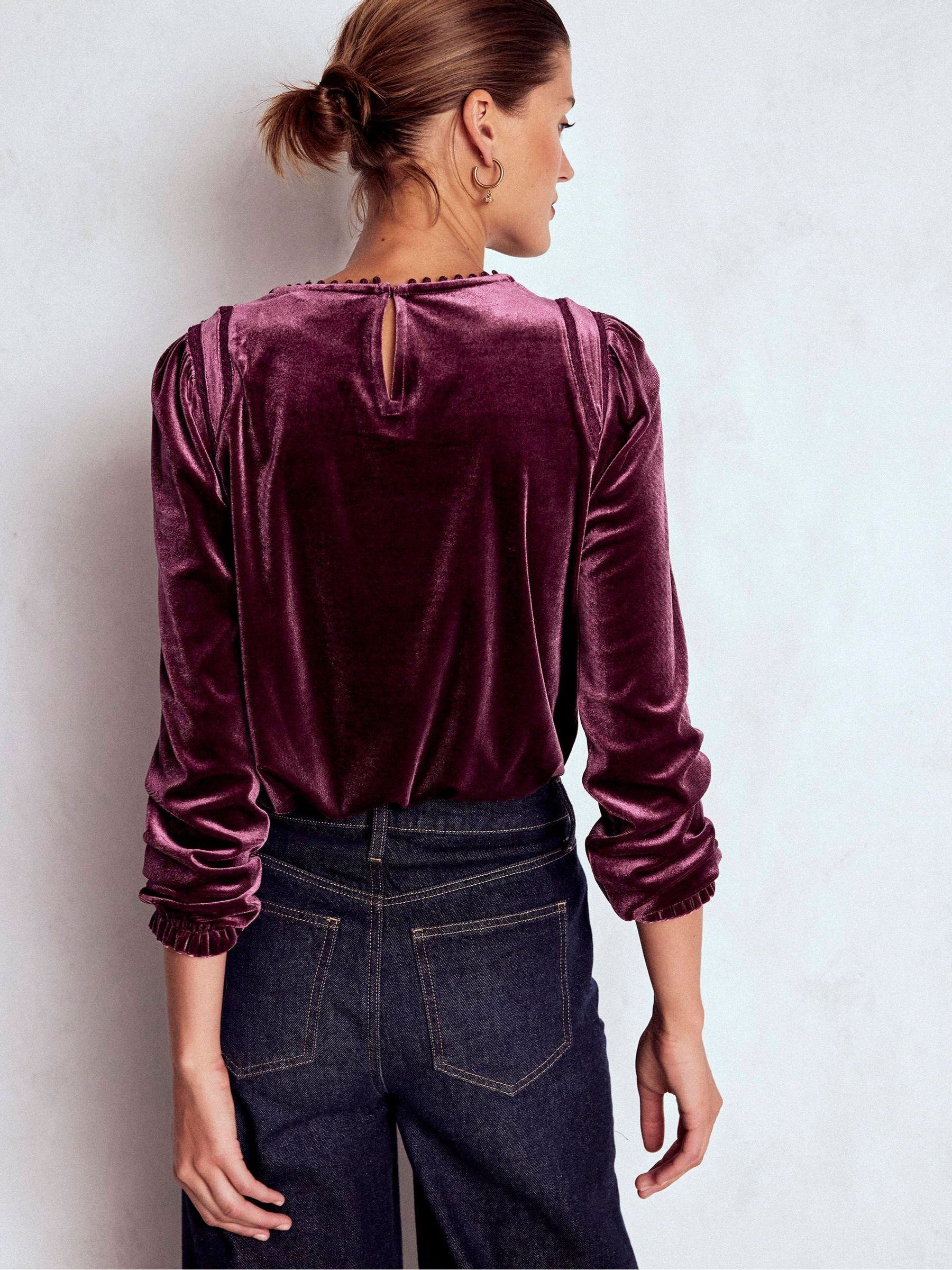 Buy Boden Purple Mila Velvet Top from the Next UK online shop