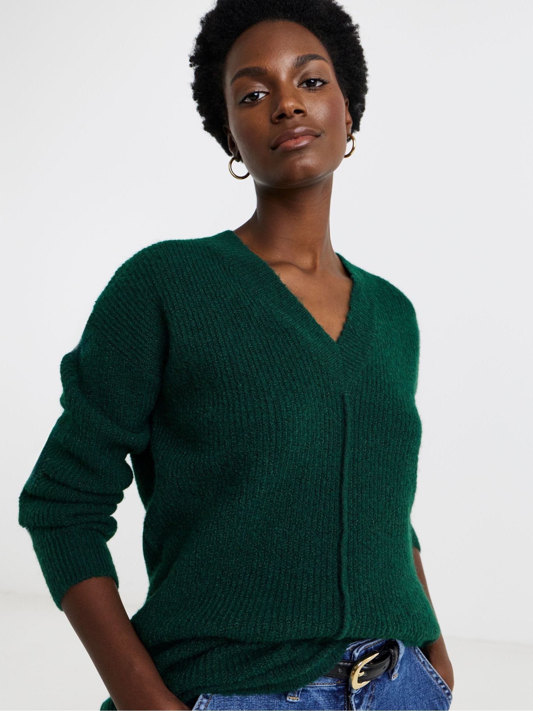 Buy JD Williams Green Sponge V-Neck Knitted Jumper from the Next UK ...