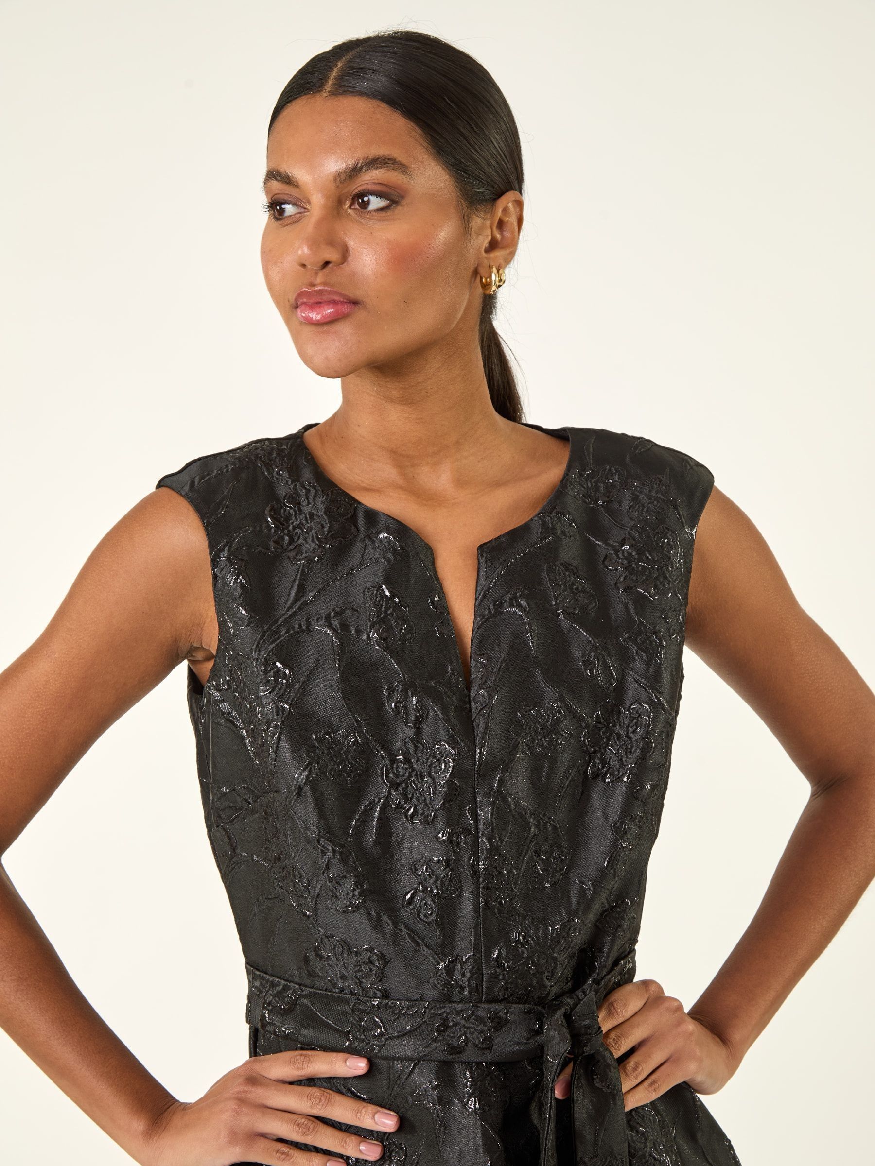 Buy Roman Metallic Brocade Belted Dress from Next Portugal
