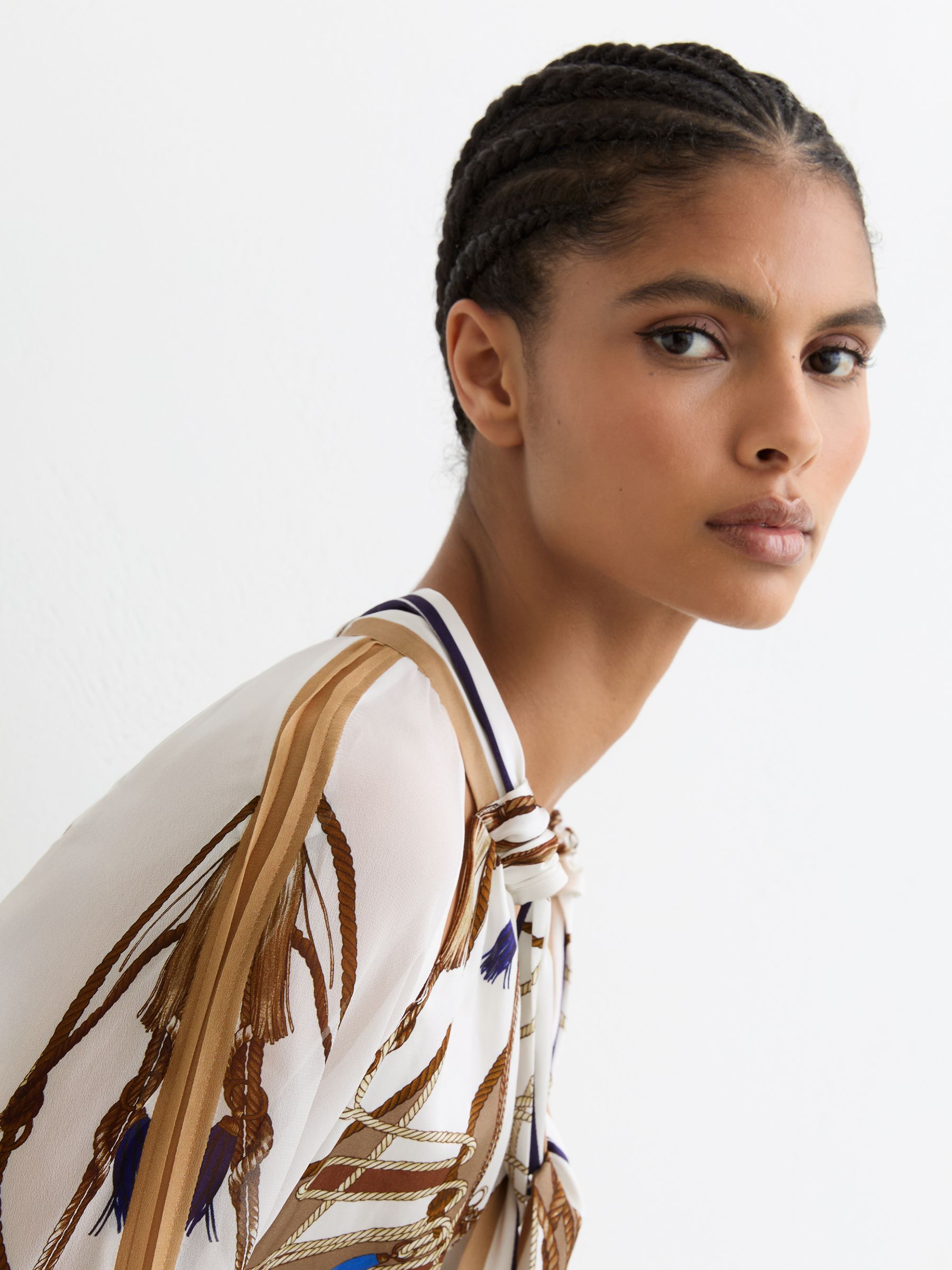 Buy Reiss Ellie Foulard-Print Tie-Neck Midi Dress from Next Saudi Arabia