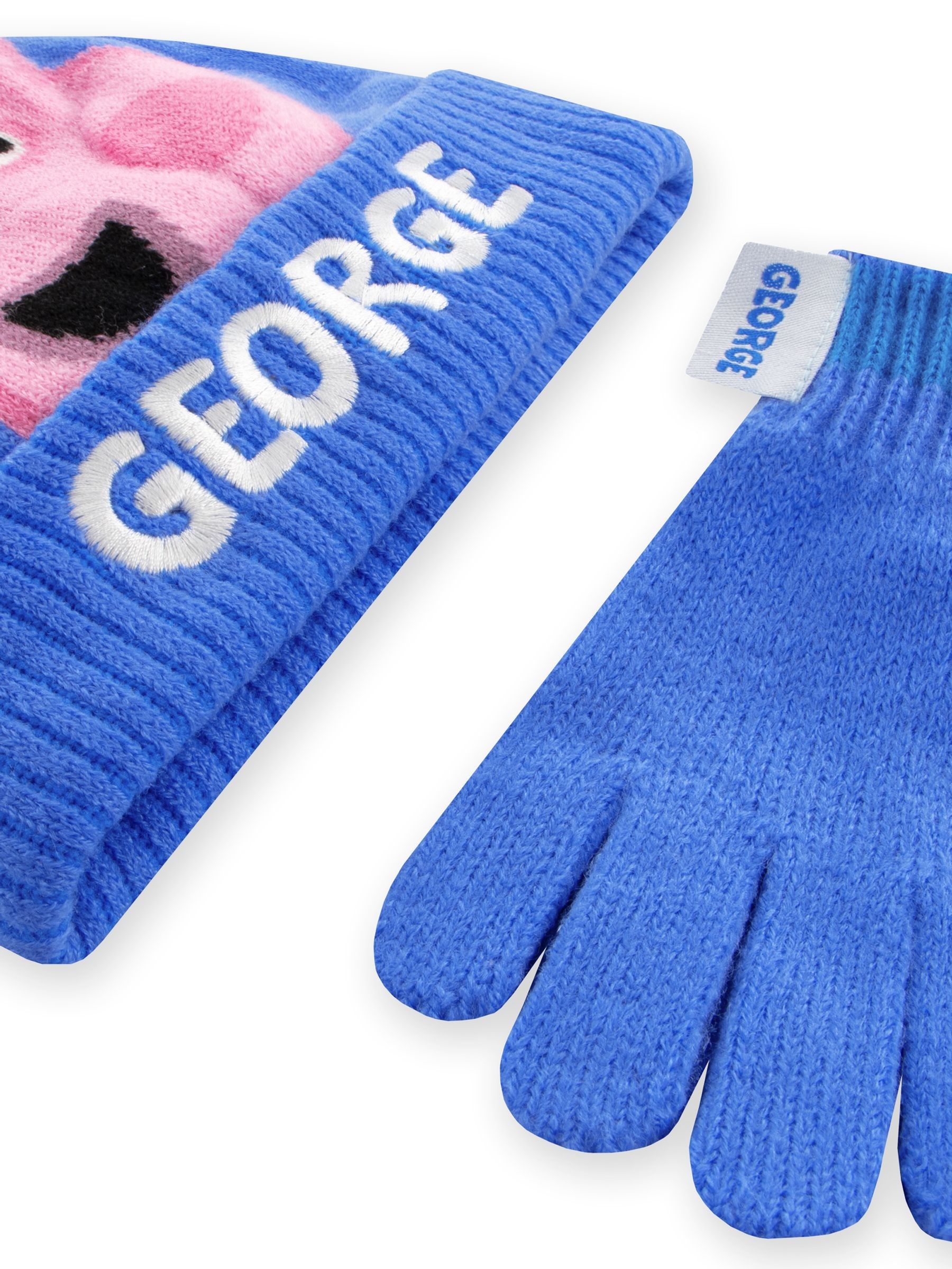Buy Character Blue Peppa Pig Bobble Hat And Gloves George Pig from the ...