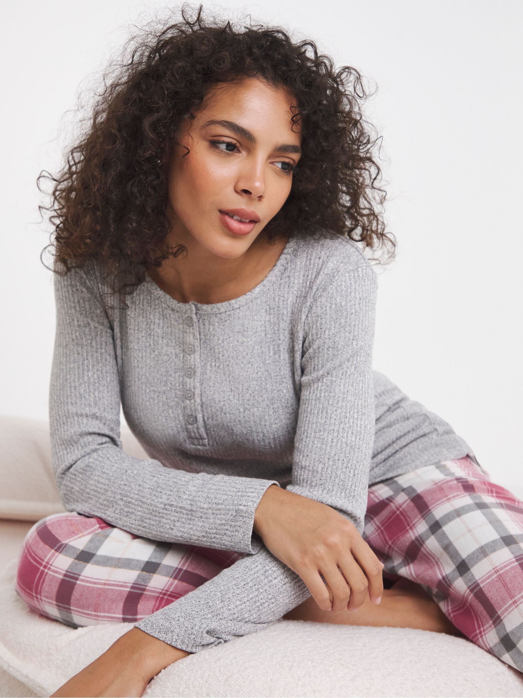 Buy Simply Be Brown Pretty Secrets Check Henly Pyjamas Set from the ...