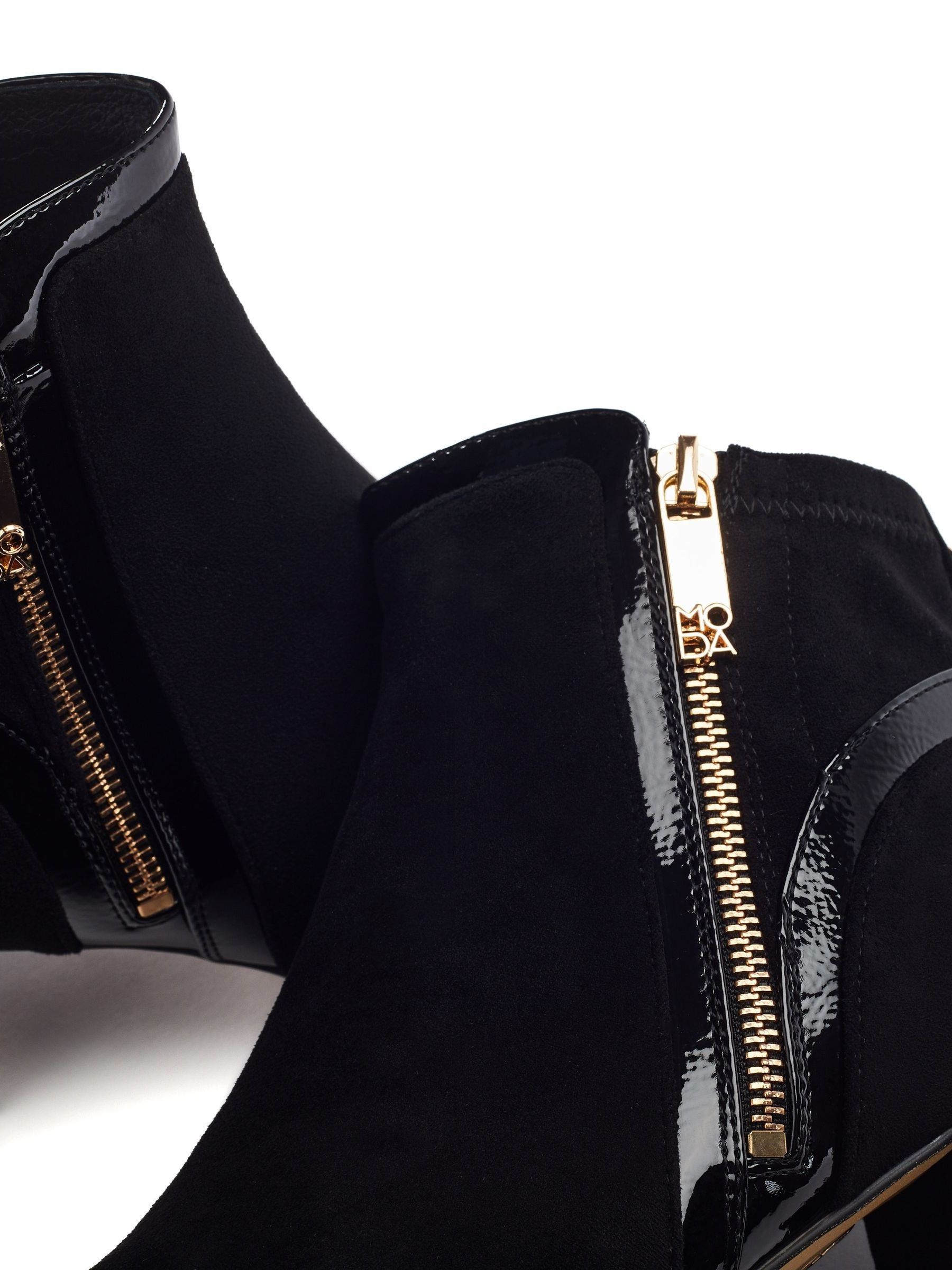 Buy Moda in Pelle Black Pesar Side Zip Block Heel Ankle Boots from the ...