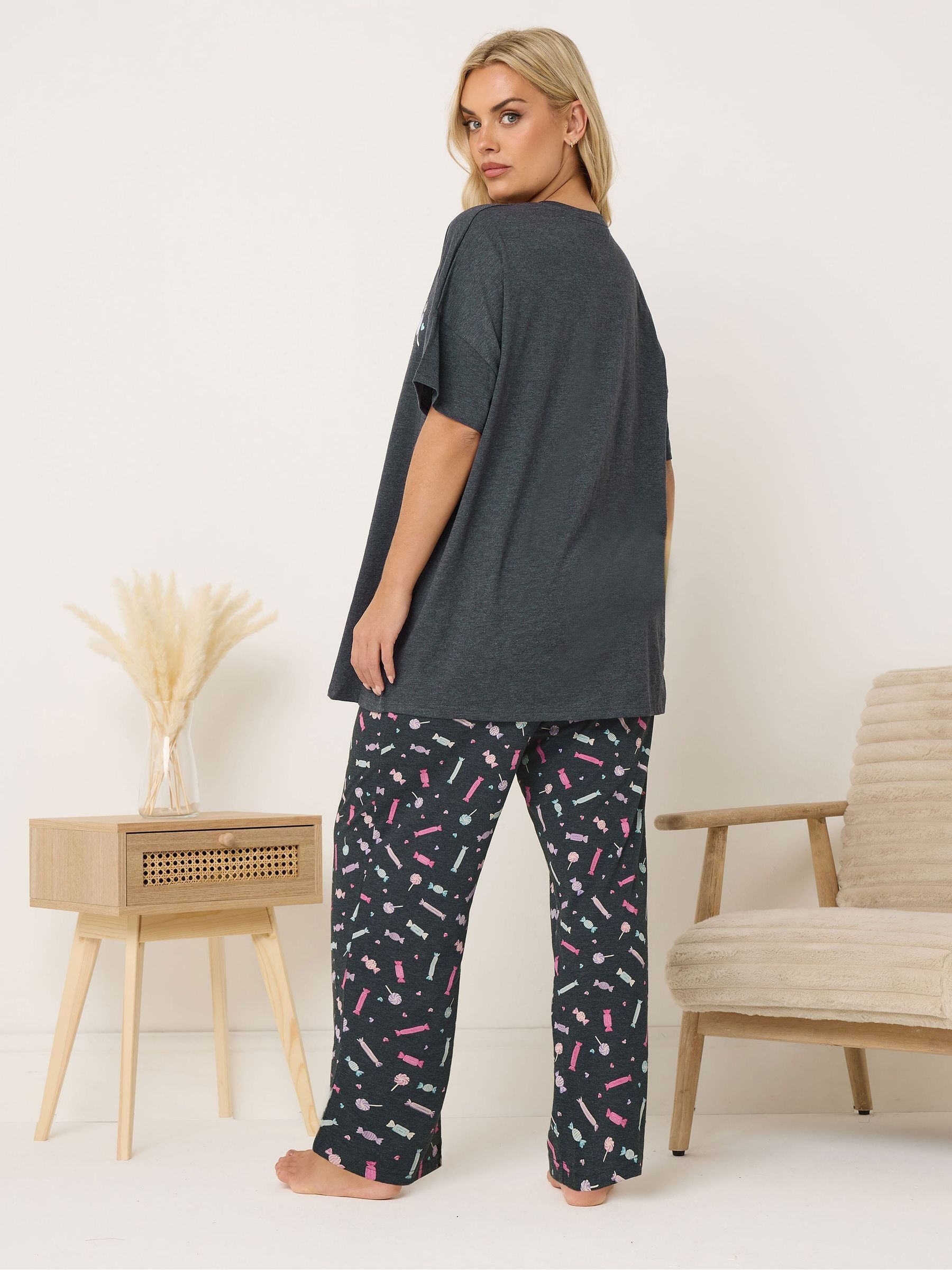 Buy Yours Curve Grey Short Sleeve Wide Leg Pyjamas Set from the Next UK ...