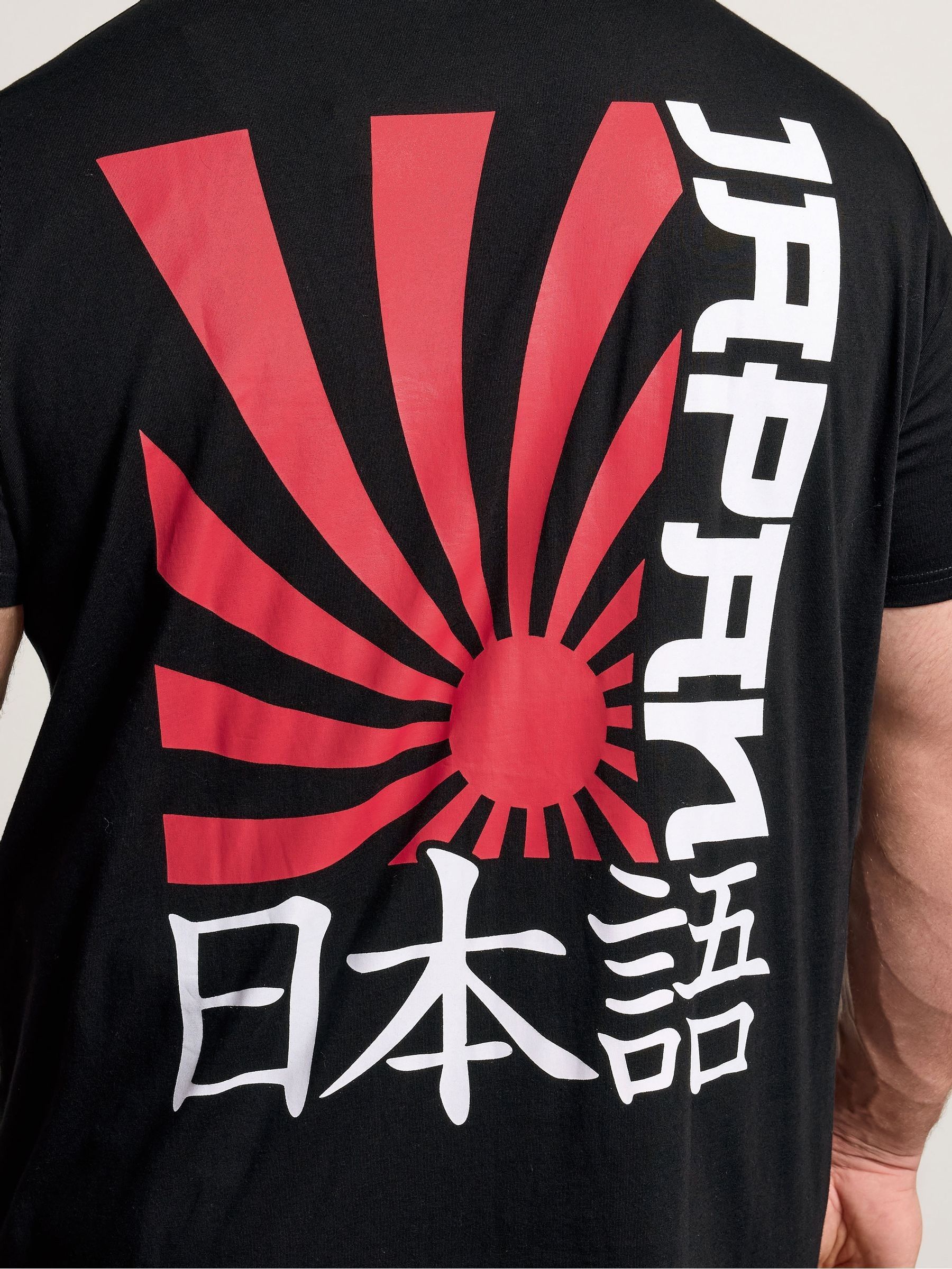 Buy BadRhino Big & Tall Black Japanese Red Sun Print T-Shirt from the ...
