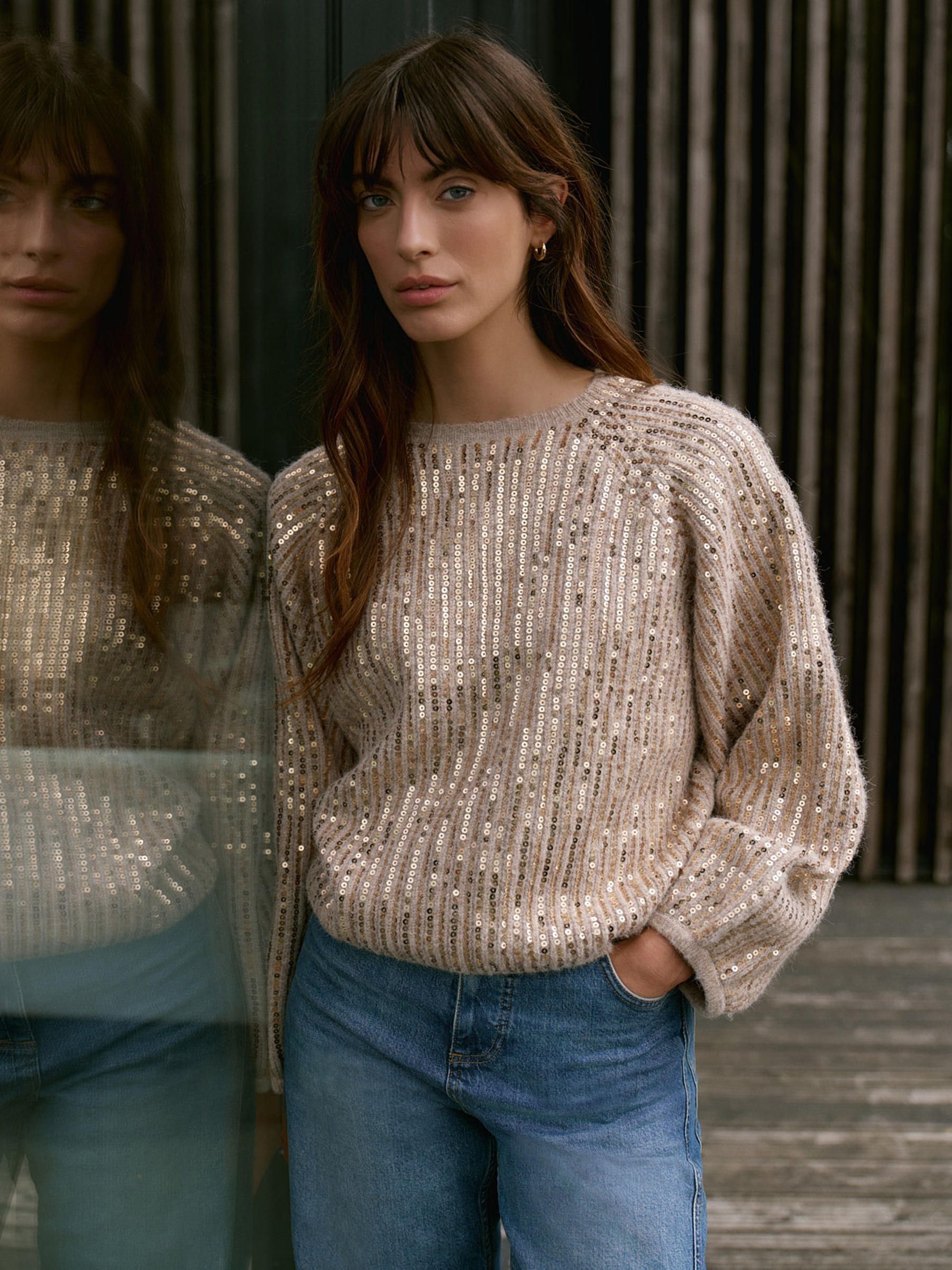Buy Mint Velvet Natural Sequin Embellished Jumper from the Next UK ...