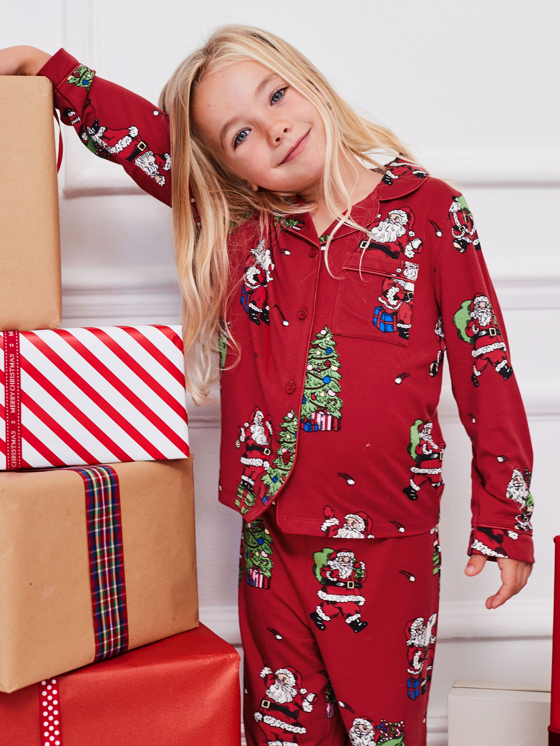 Buy Chelsea Peers Christmas Santa Snowball Print Long Pyjamas Set from ...
