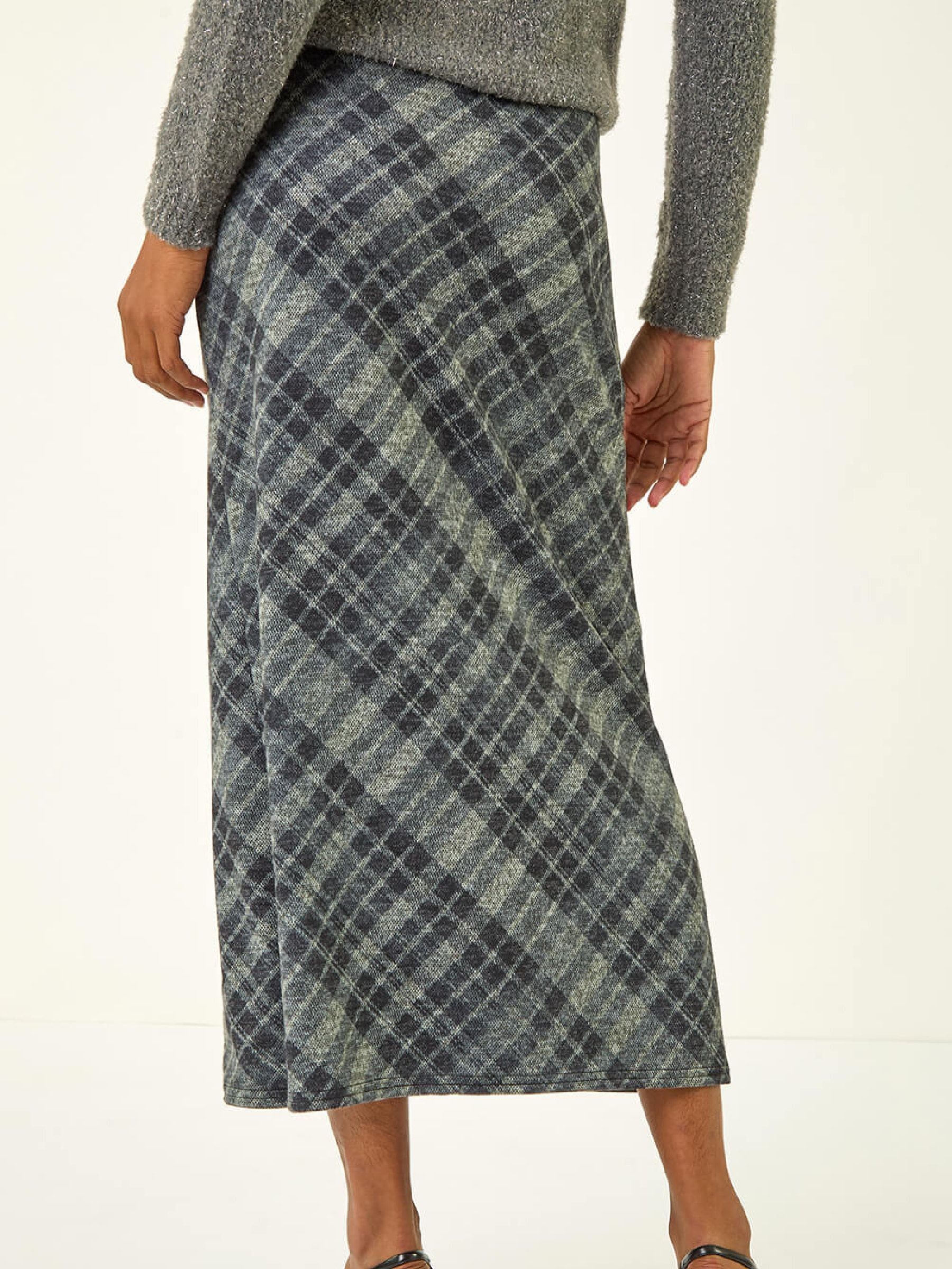 Buy Roman Grey Check Shadow Panel Skirt from Next France