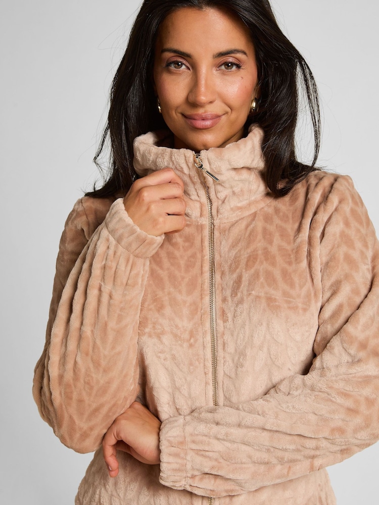 Buy Brown - Hunkemoller Cable Zip Up All In One from Next Hungary