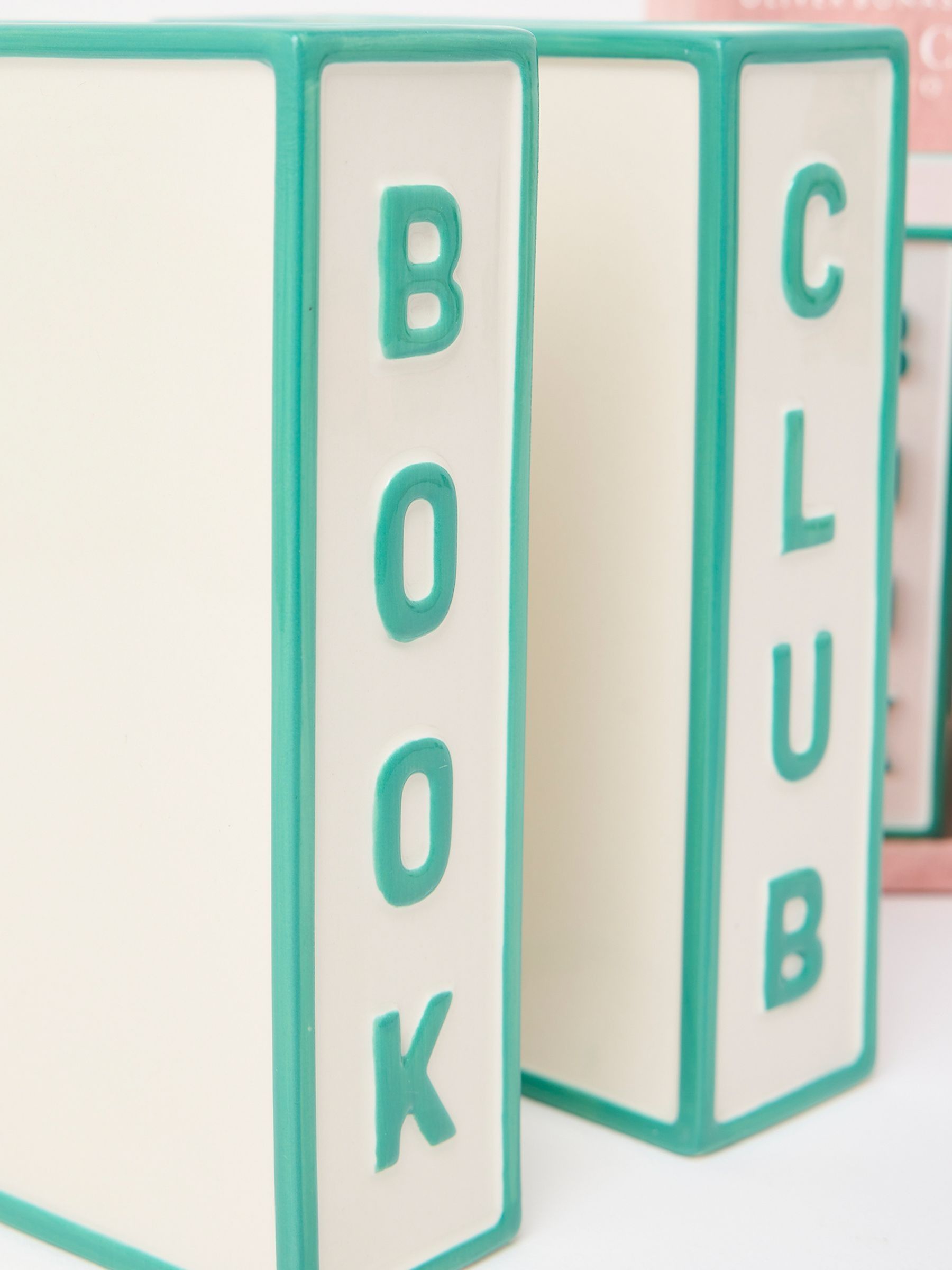 Buy Oliver Bonas Blue Book Club Cream Ceramic Bookends from the Next UK ...