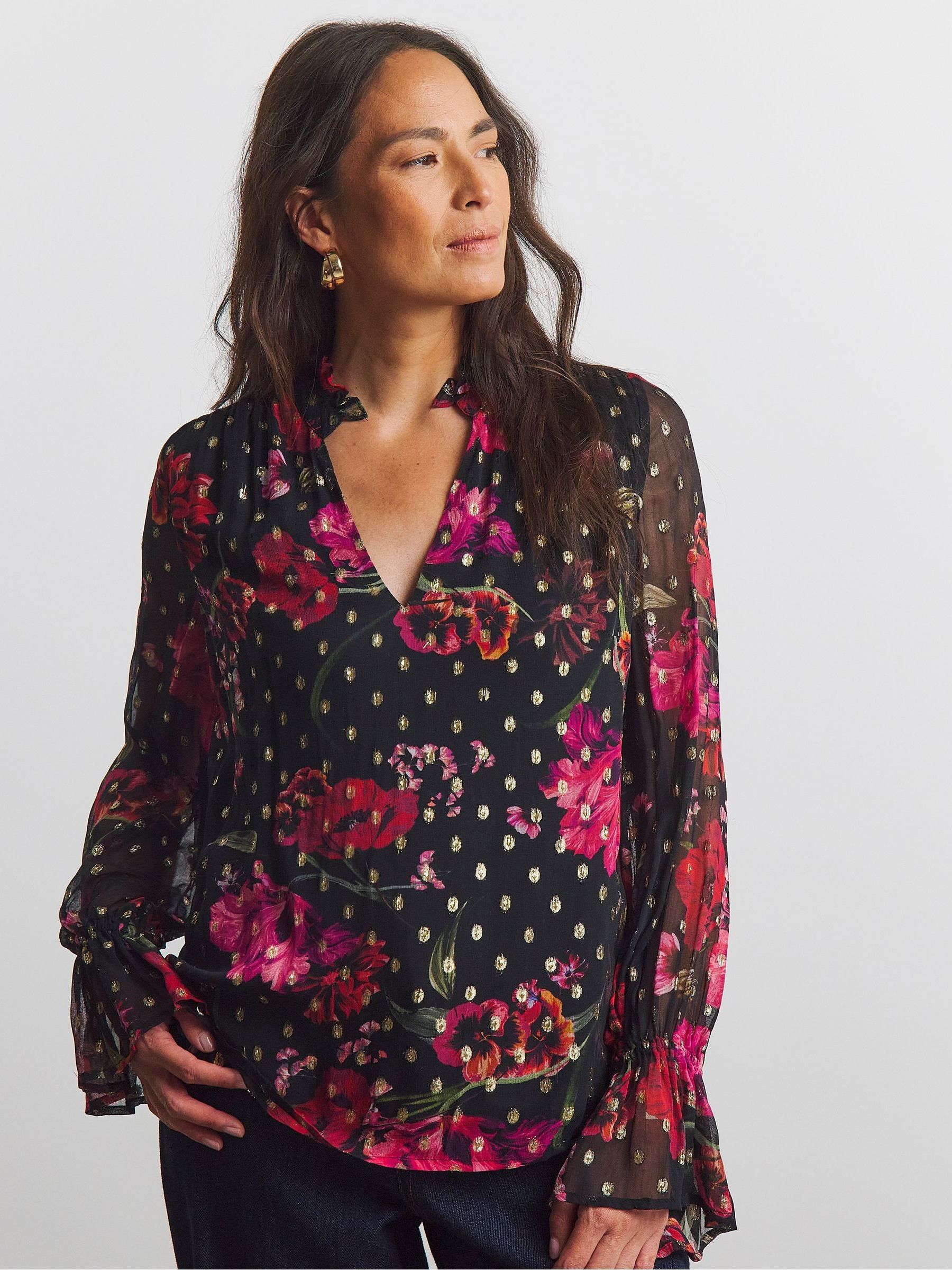 Buy Joanna Hope Black Jacquard Foil Printed Blouse from the Next UK ...