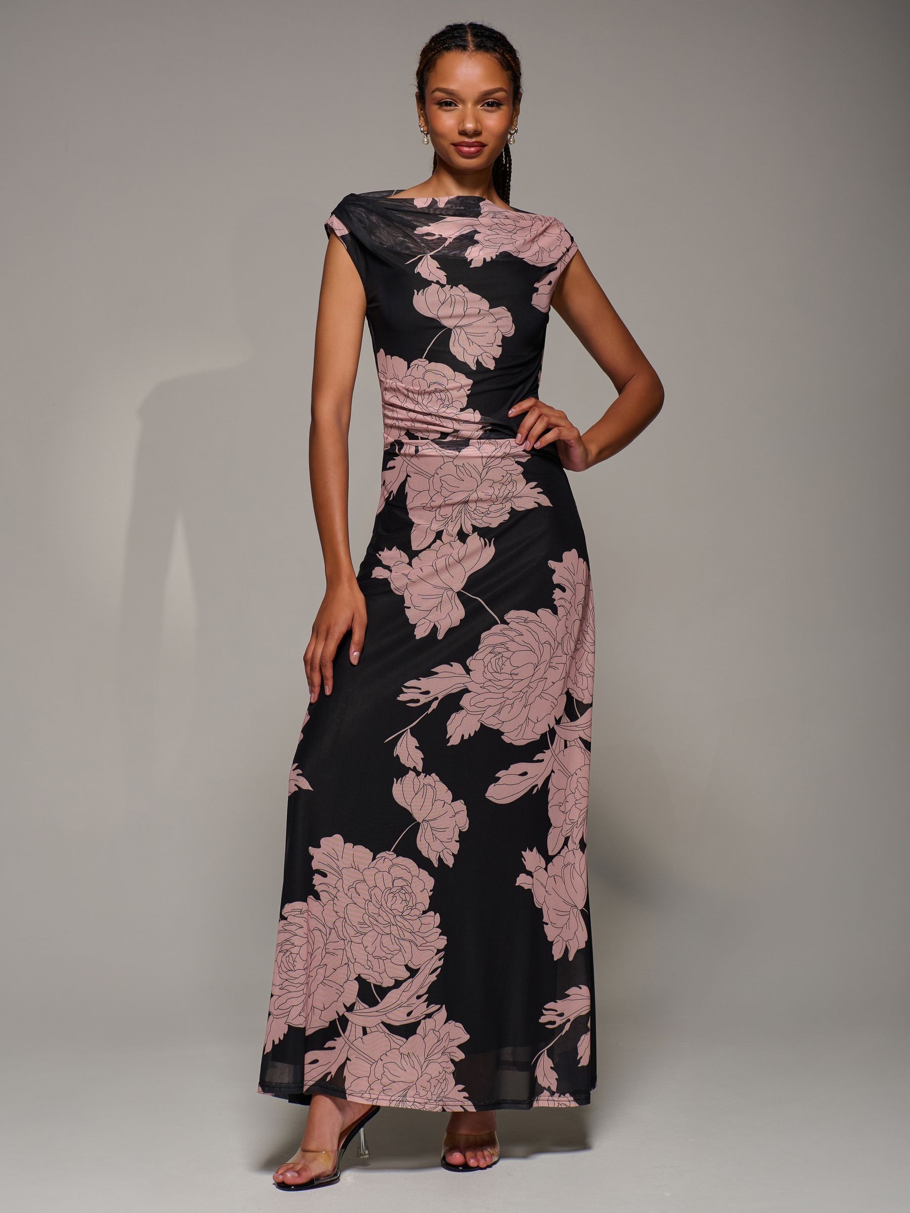 Buy Jolie Moi Pink Multiway Neckline Mesh Maxi Dress from the Next UK ...