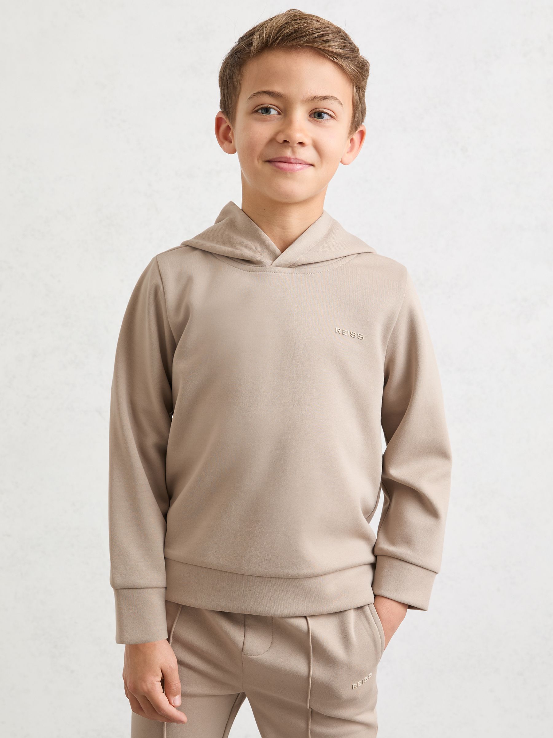 Buy Reiss Stone Mantel 9-13 yrs Premium Interlock-Jersey Logo Hoodie ...