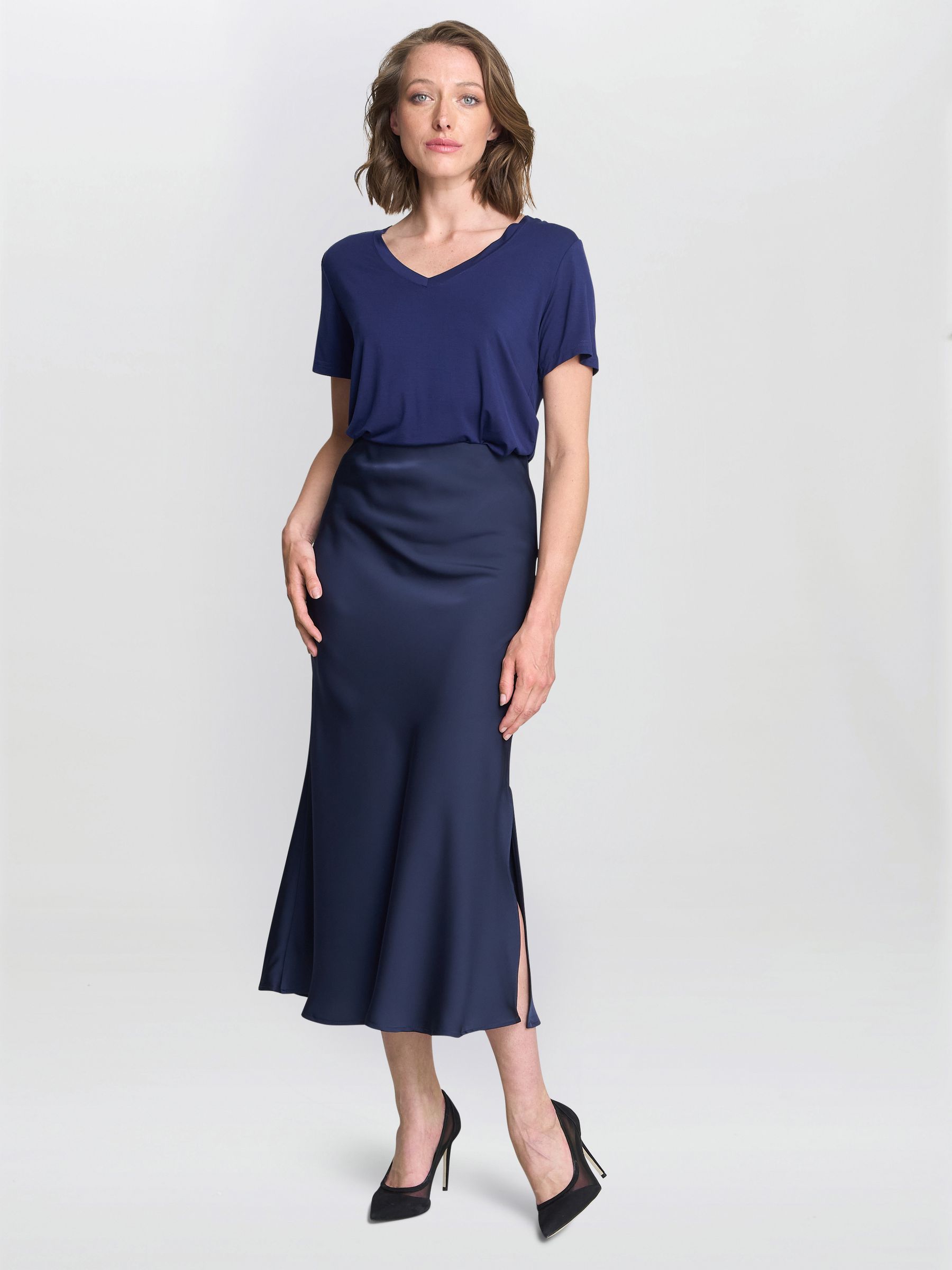 Buy Gina Bacconi Blue Bobbi Satin Bias Cut Skirt from Next India