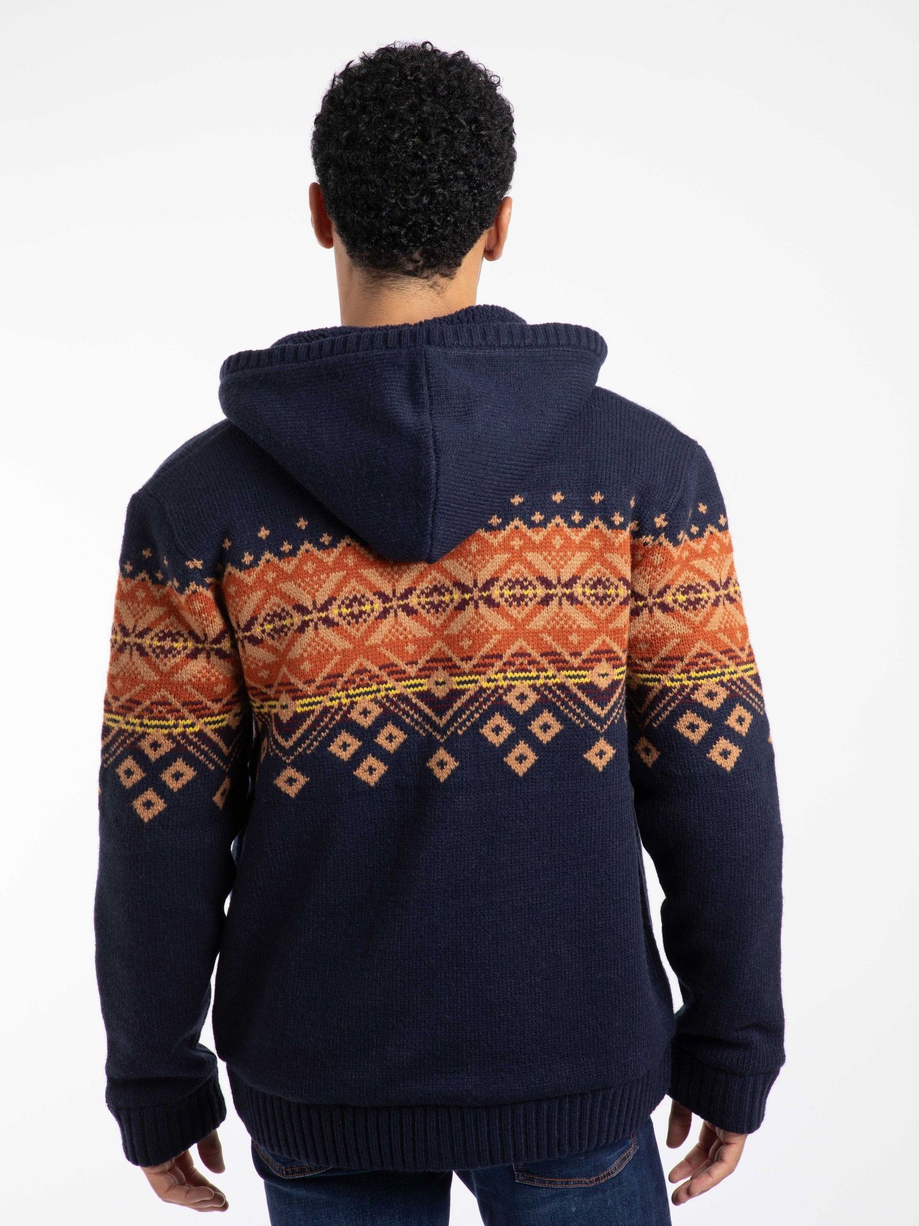 Buy Weird Fish Bradwood Borg Lined Fair Isle Knit Full Zip Hoodie from ...
