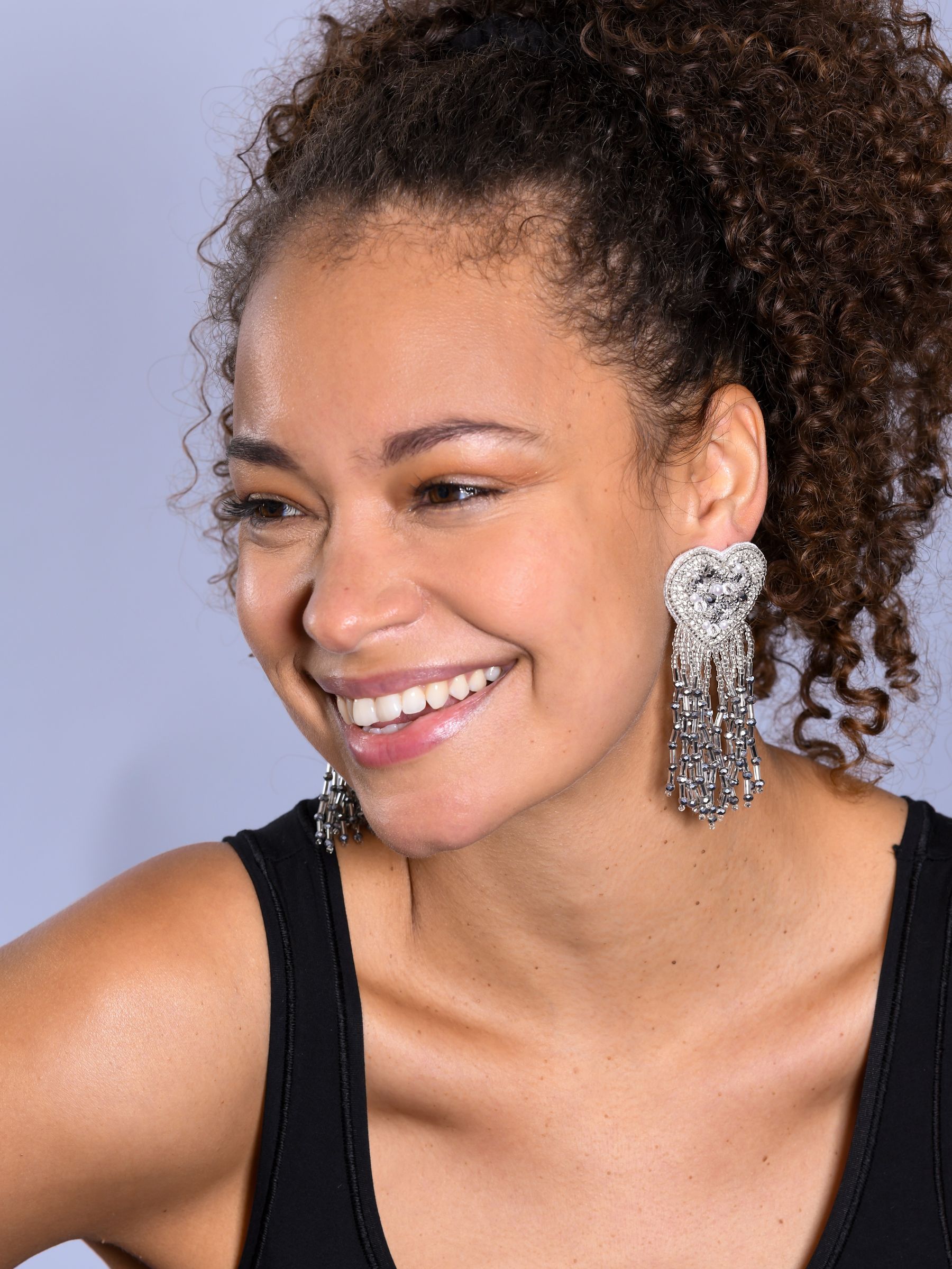 Buy Bibi Bijoux Silver Tone Sparkle Heart Shower Earrings from the Next ...