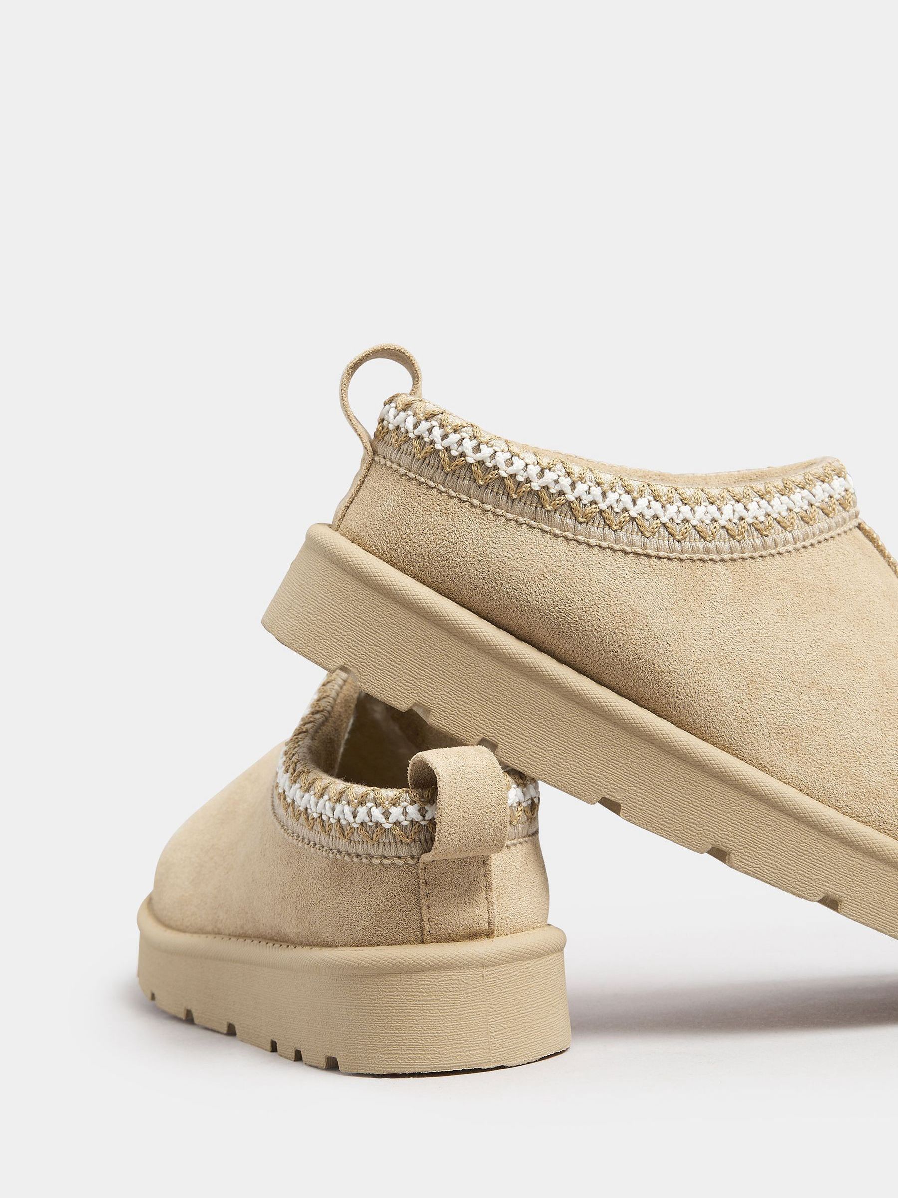 Buy Yours Curve Natural Faux Suede Embroidered Mules from the Next UK ...