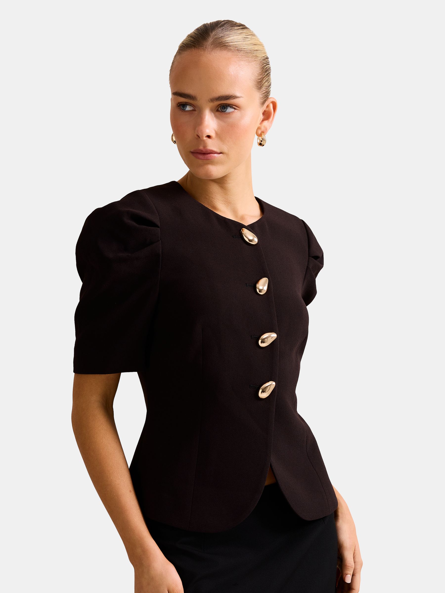 Buy Forever New Black Tamara Short Sleeves Top from Next Netherlands