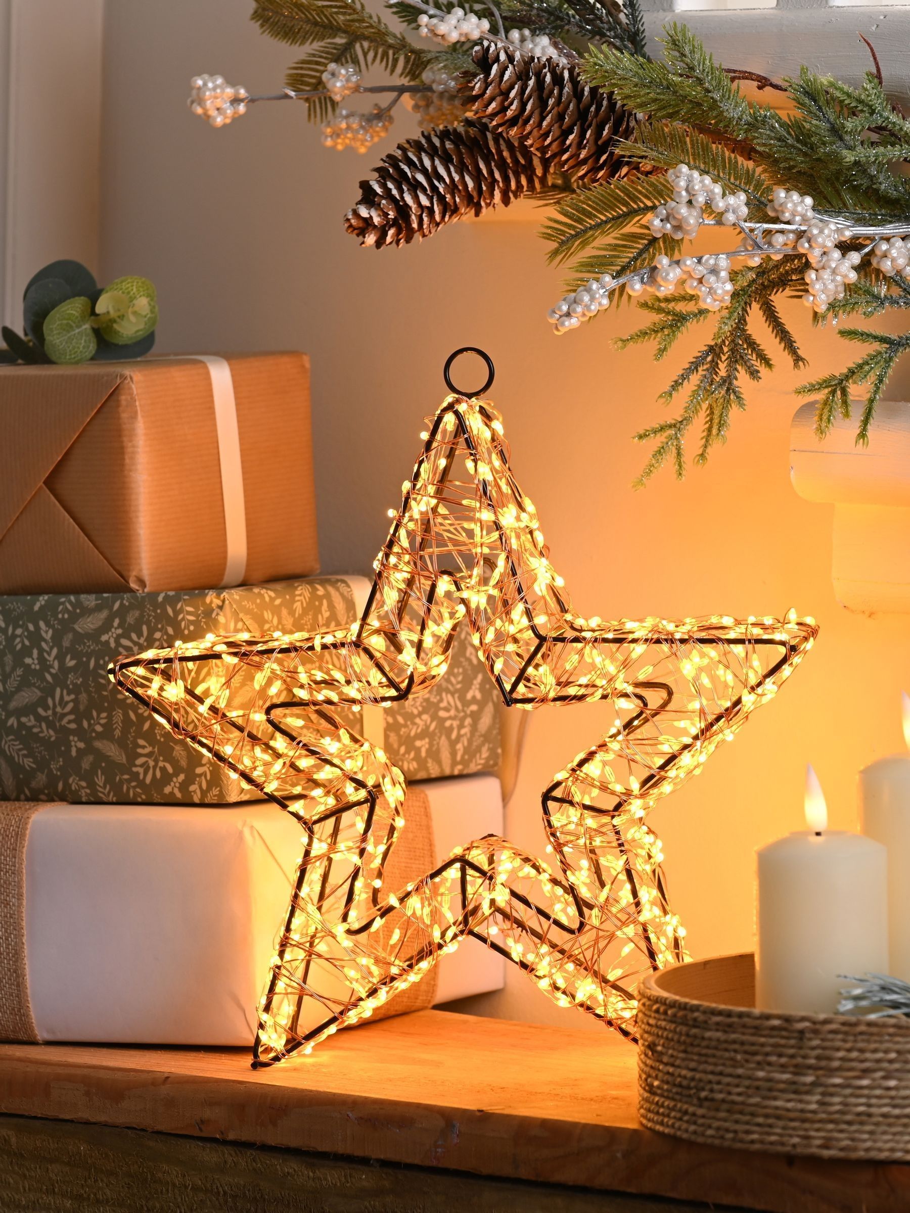 Buy Festive Pre Lit LED Christmas Star Decoration from the Next UK ...