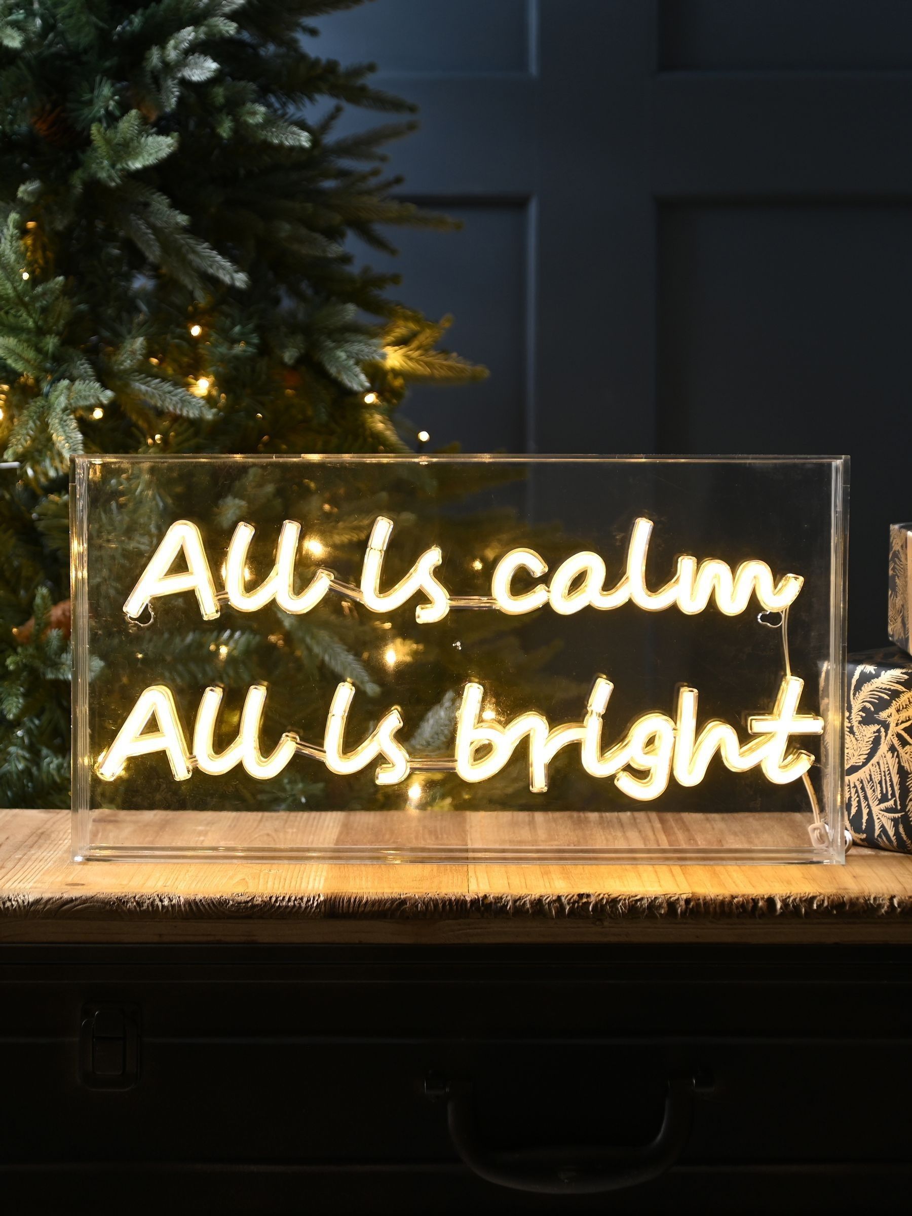 Buy Festive 43cm Lit Warm Neon Flex All Is Calm Sign from the Next UK ...