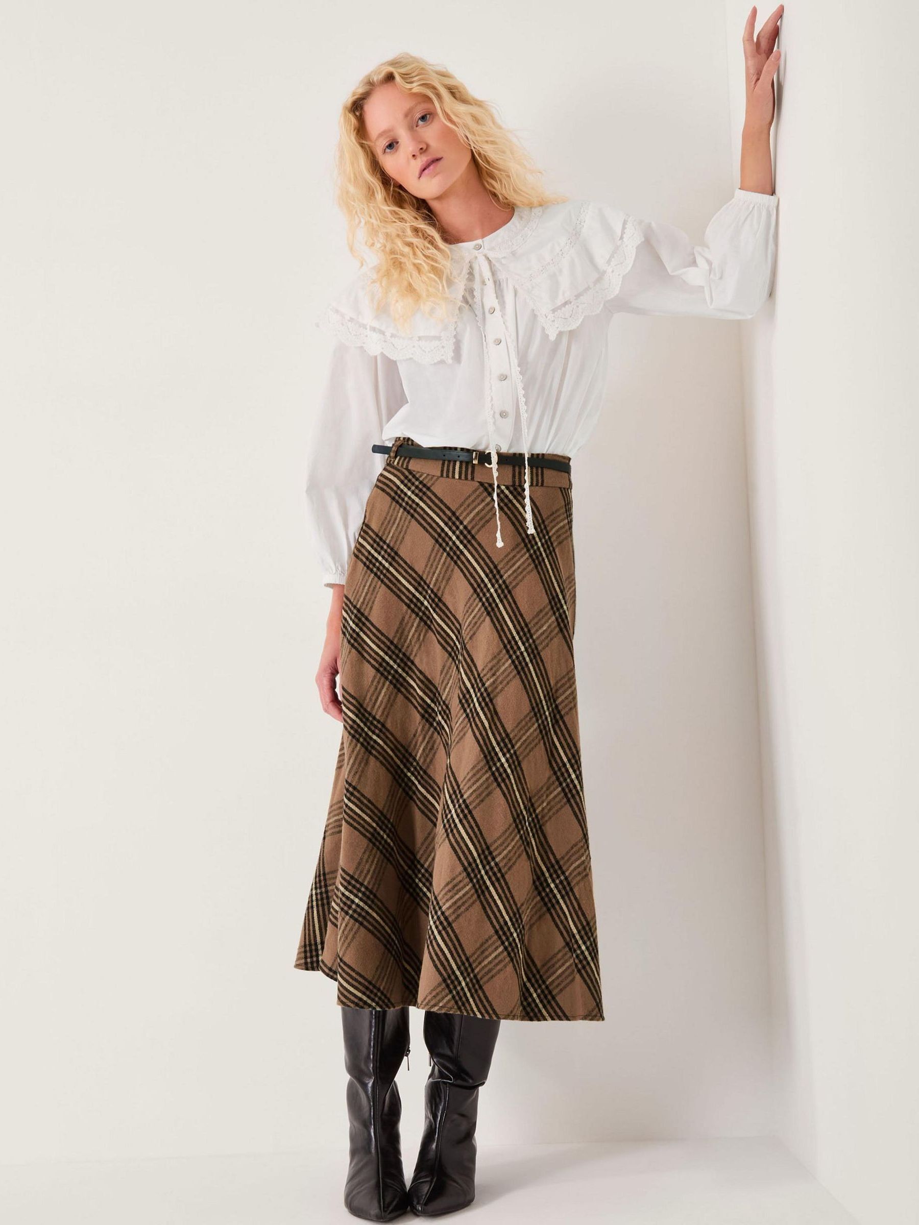 Buy Monsoon Brown Willa Check Midi Skirt from the Next UK online shop