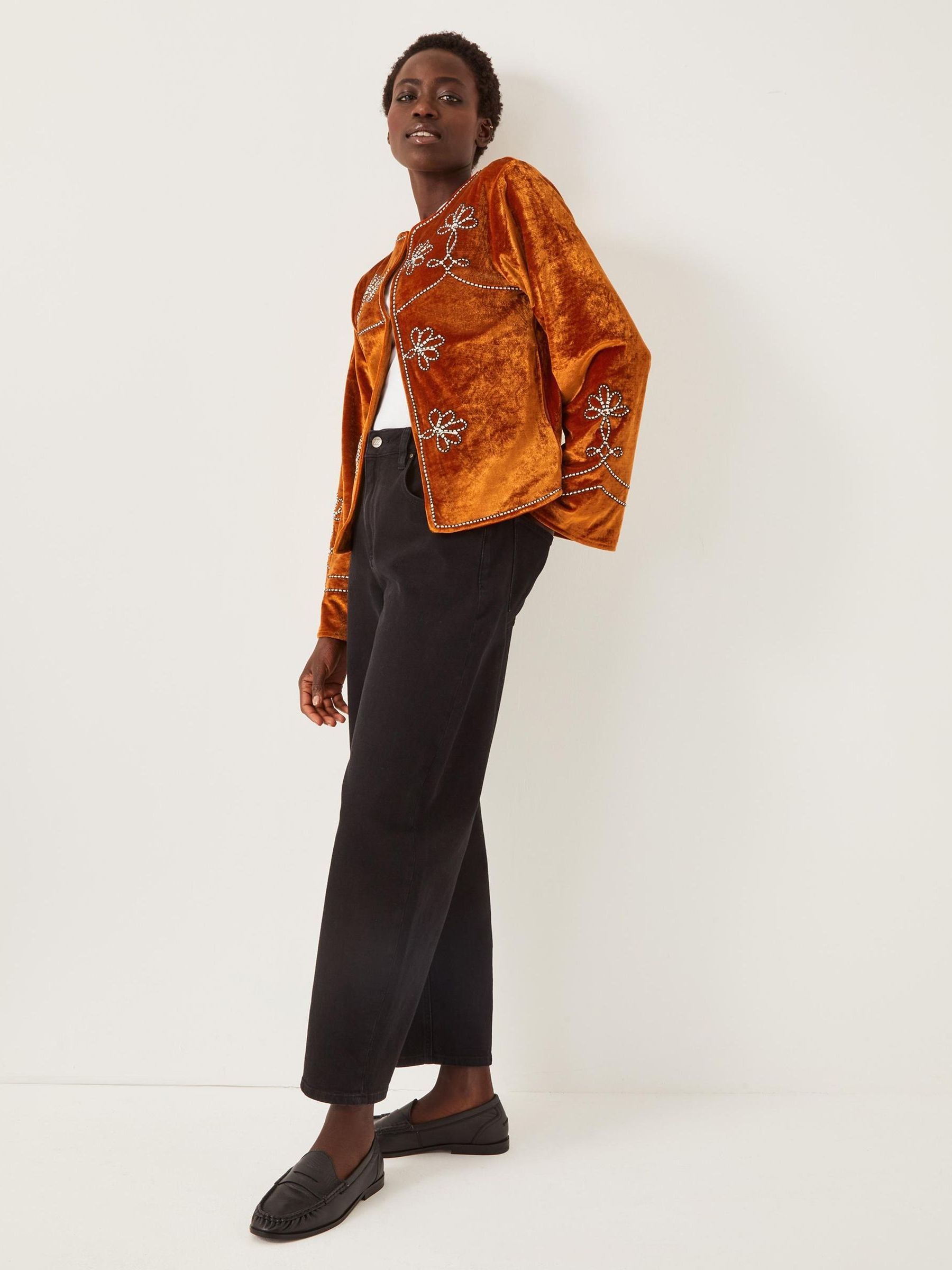 Buy Monsoon Orange Venus Embroidered Velvet Jacket from Next New Zealand