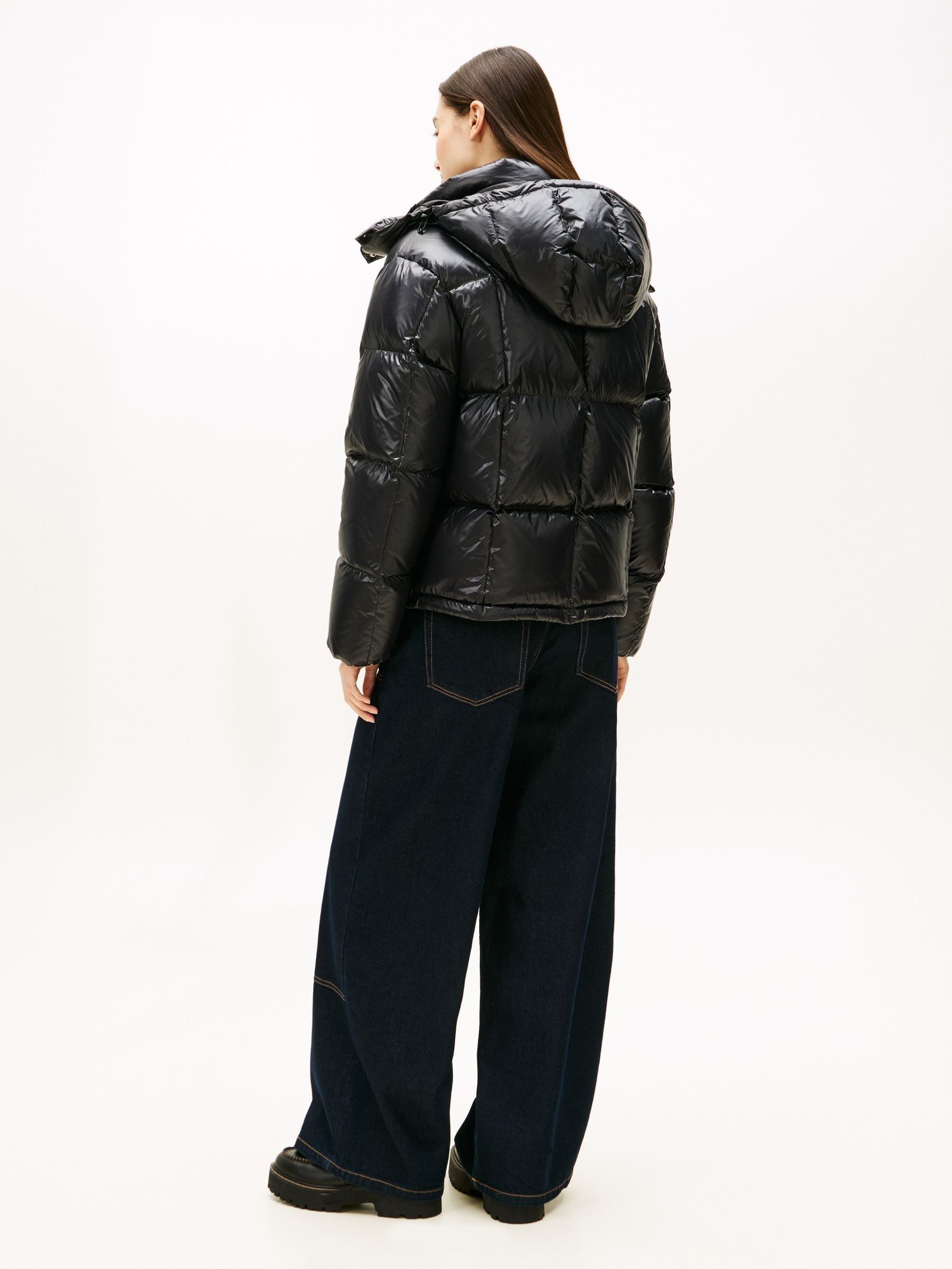 Buy Tommy Jeans Black Shiny Quilted Down Alaska Puffer Jacket from the ...