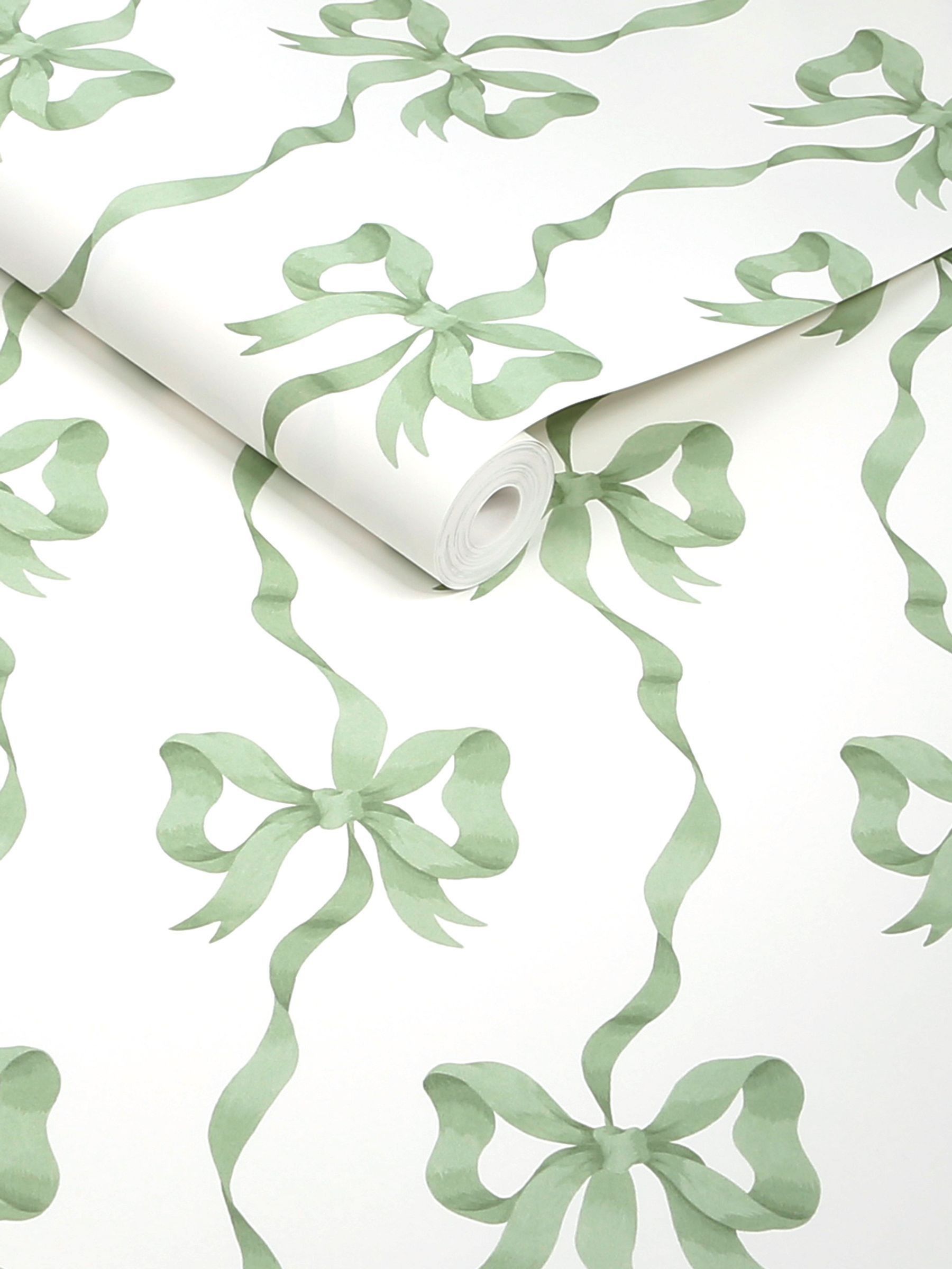 Buy Cath Kidston Sage Ribbon Bow A4 Wallpaper Sample from the Next UK ...