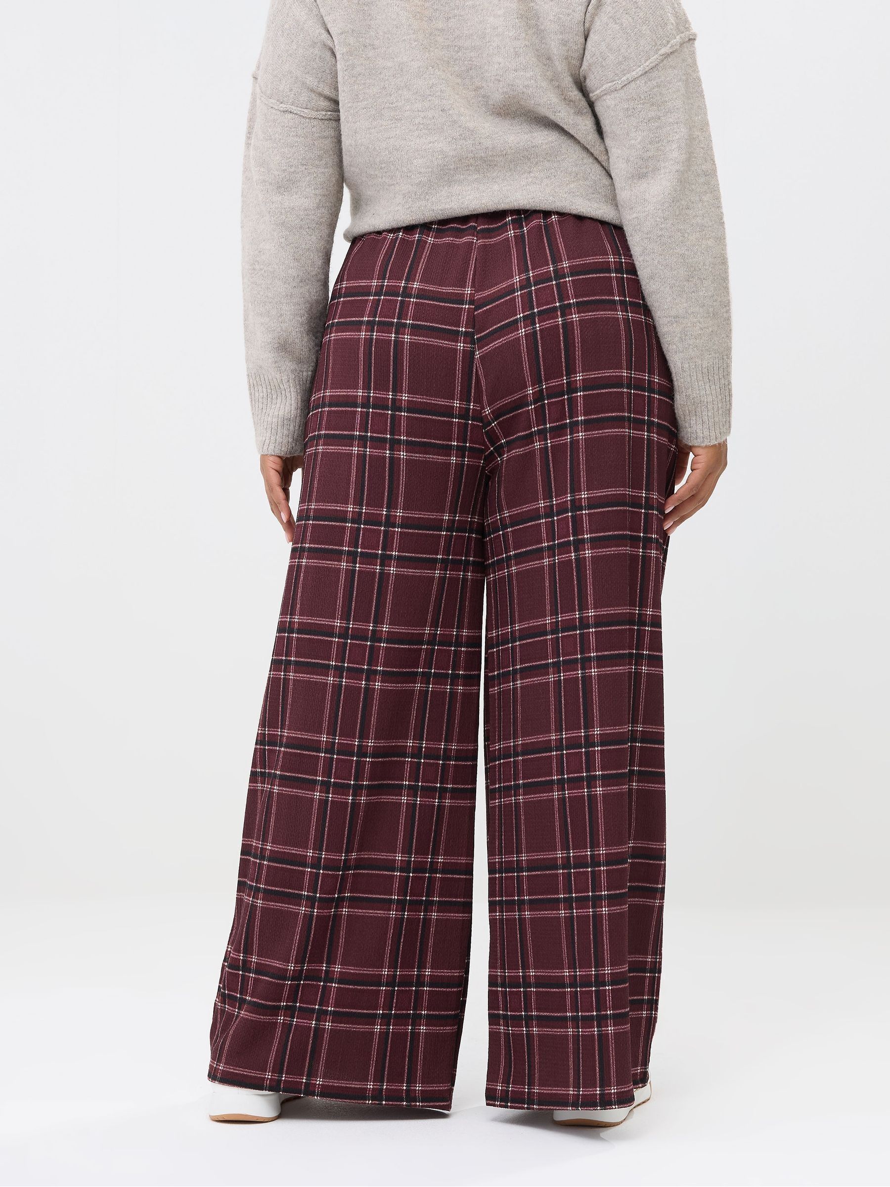 Buy Yours Curve Red Check Crinkle Wide Leg Trousers from the Next UK ...