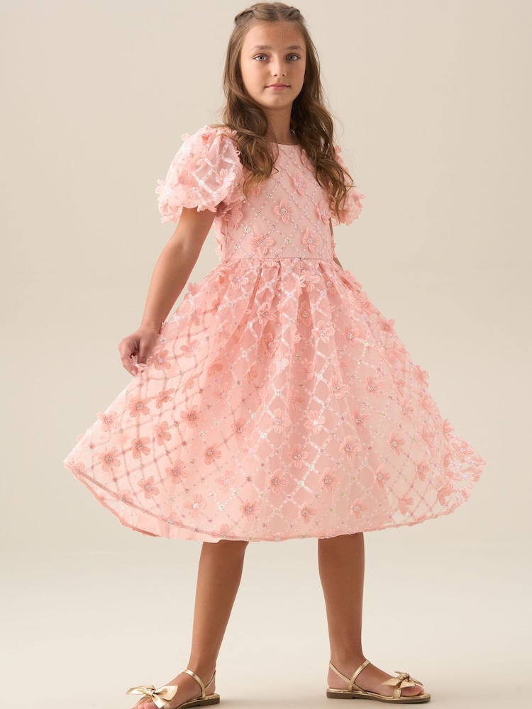 Buy Pink - Angel & Rocket Francine Embellished Puff Sleeve Dress from ...