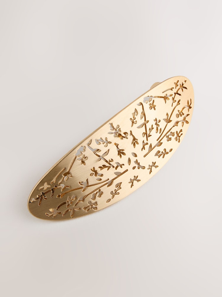 Buy Gold Tone Floral Detail Hair Barrette from Next Israel