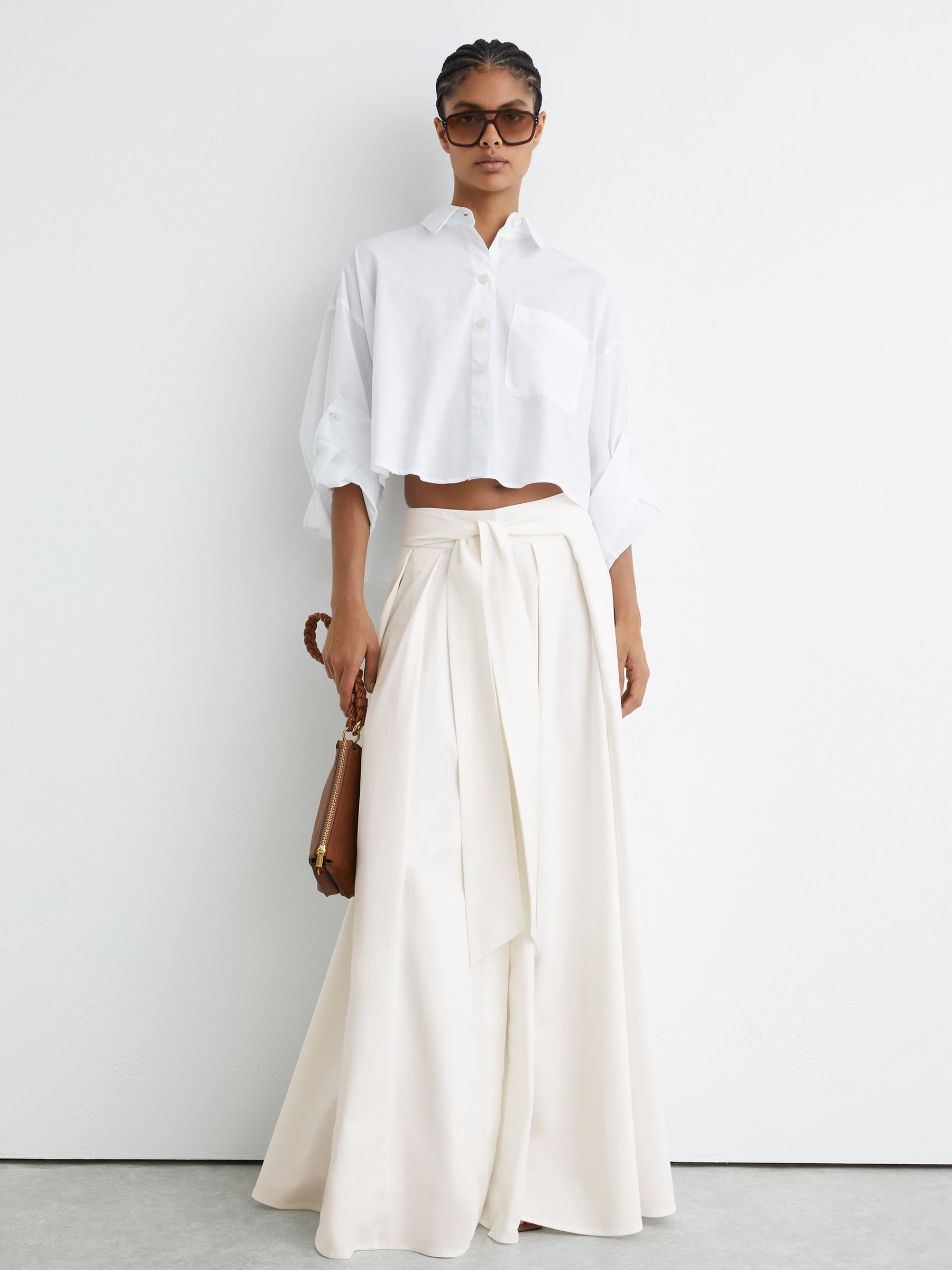 Buy Reiss Ivory Simone Cotton-Blend Pleated Maxi Skirt from Next Bahrain