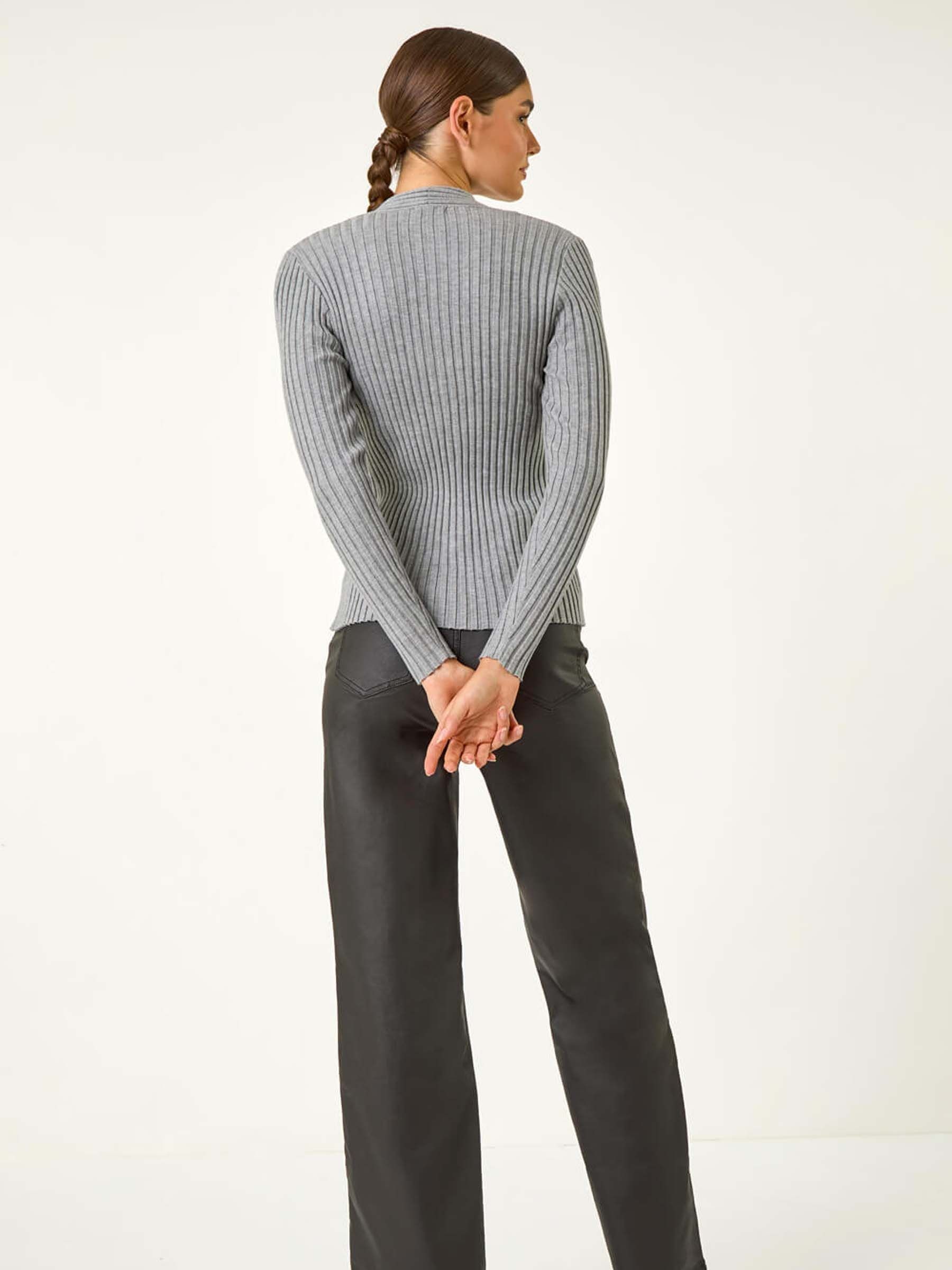 Buy Roman Grey Cable Split Detail Rib Jumper from the Next UK online shop